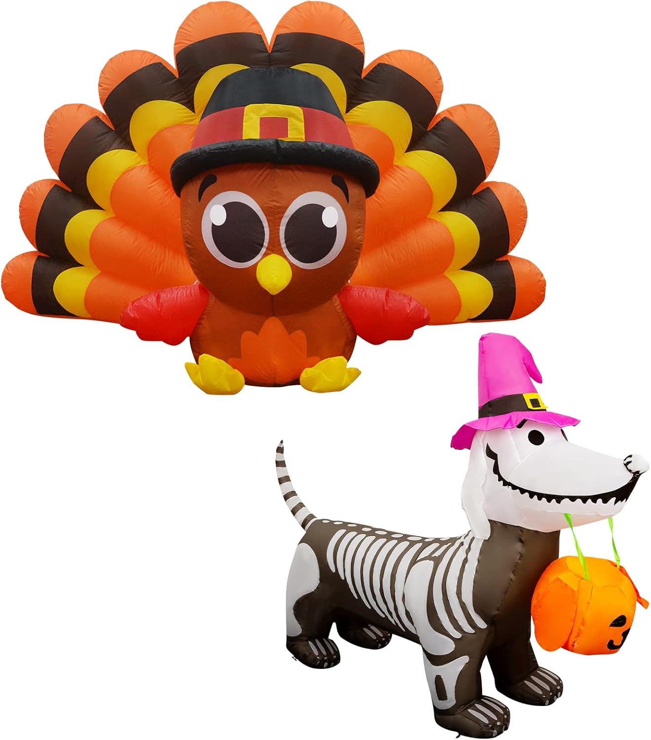 Amazon.com: GOOSH Halloween Inflatable 5 FT Skeleton Puppy and 5ft ...