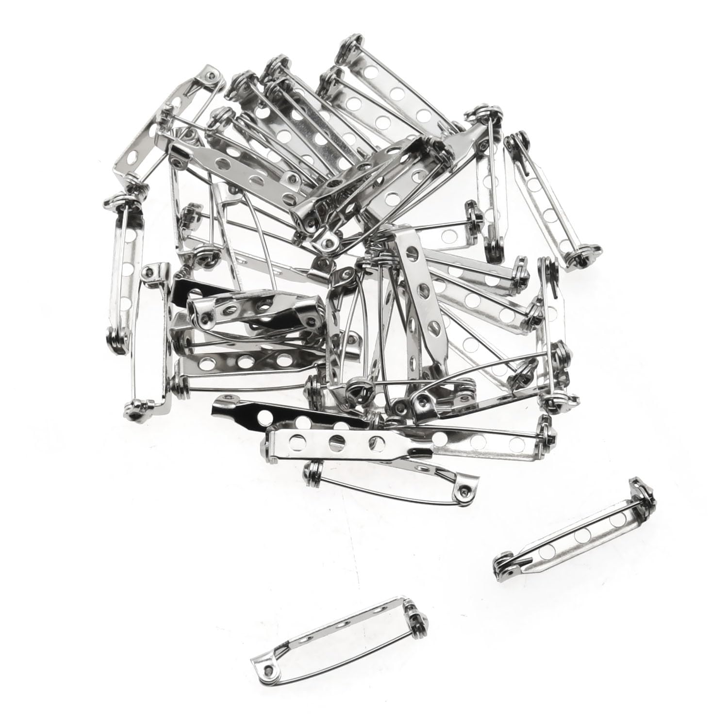 Amazon.com: RLECS 50PCS Silver Metal Brooch Pins Lock Brooch Base ...