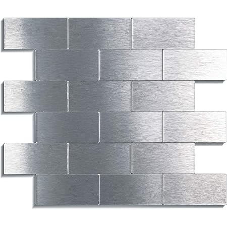 Amazon.com: Art3d Peel and Stick On Metal Steel Backsplashes, Puzzle ...