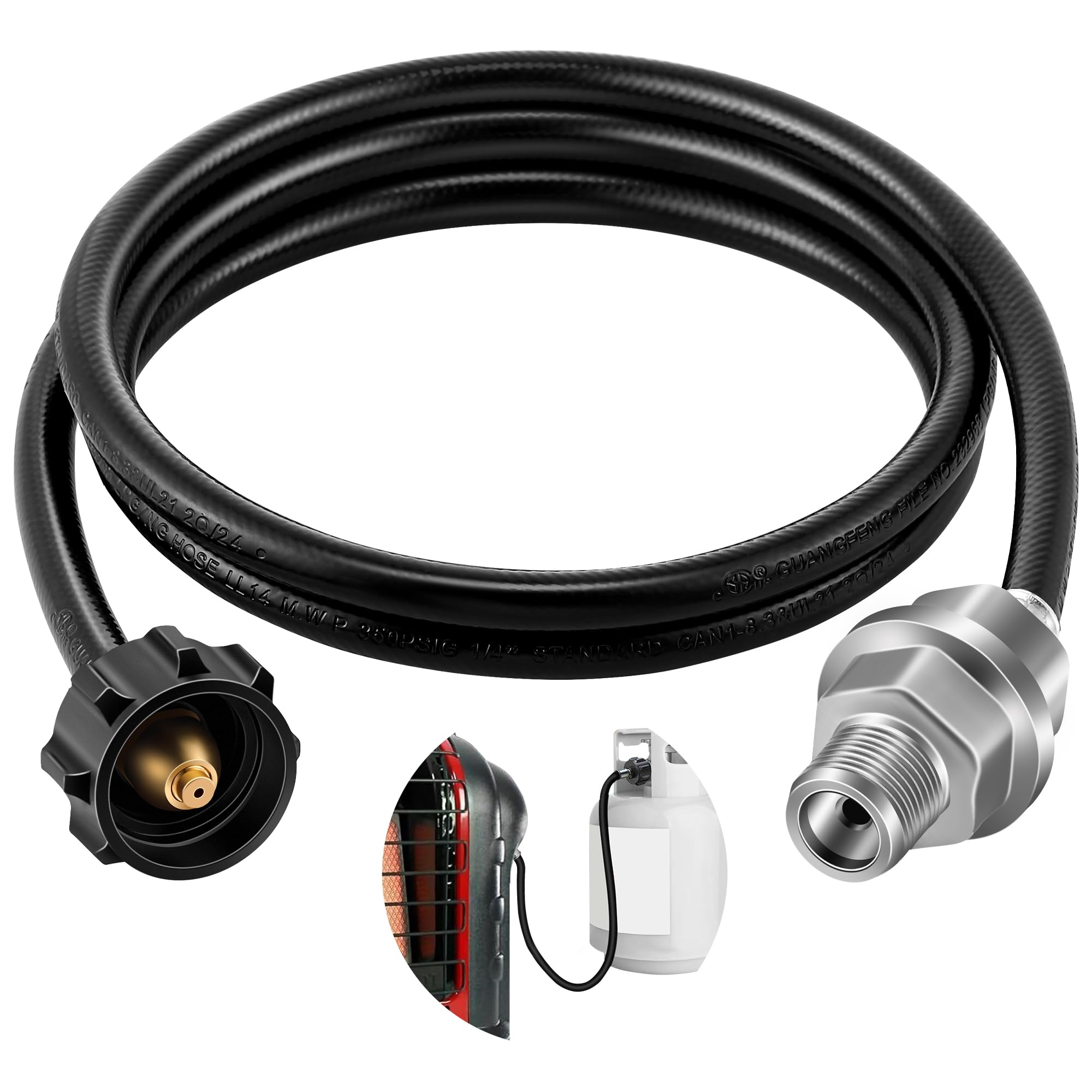 Snapklik.com : Dunkive 6 Ft Propane Adapter Hose Propane Fuel Filter