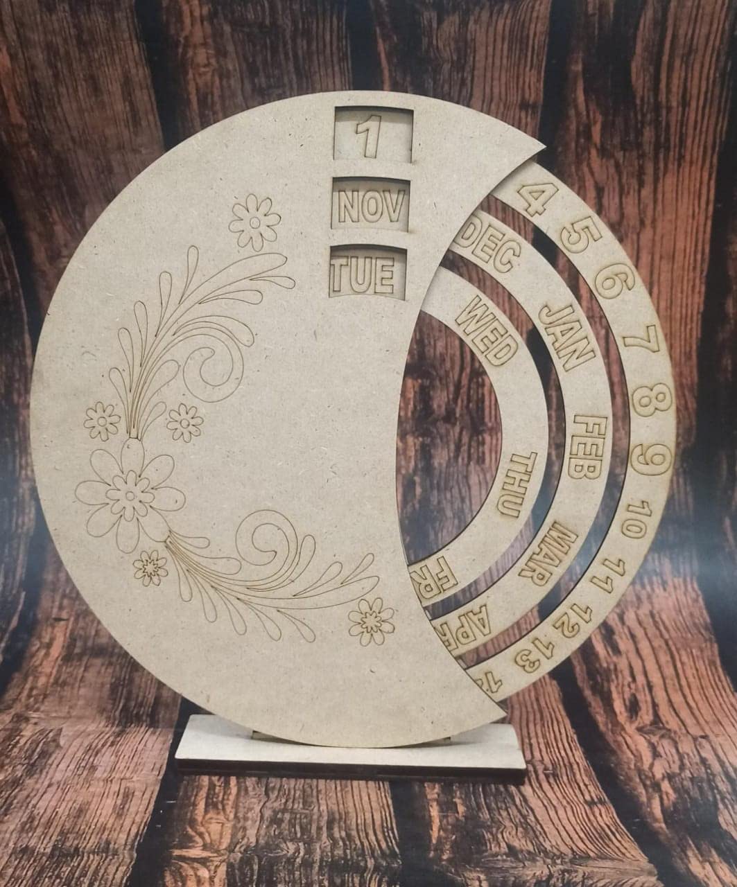 DIY MDF Circular Perpetual Calendar Wooden Craft - MDF Mini Wooden ...