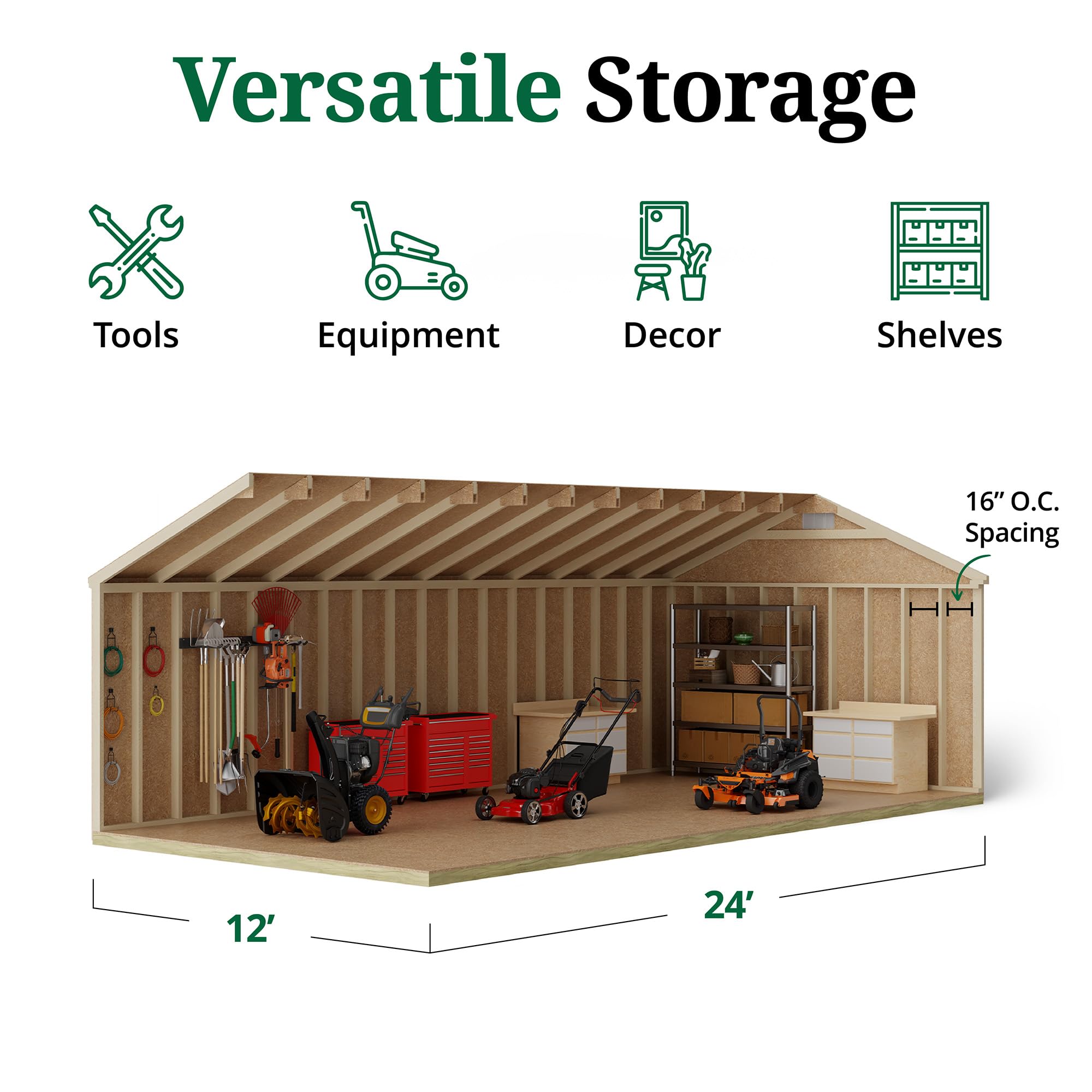12x24 Workshop 12X24 Modern Garage Shed | $471 A Month! Sheds By