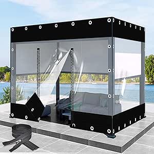 Transparent PVC Vinyl Tarps, Waterproof Outdoor Canopy with Zipper Door ...