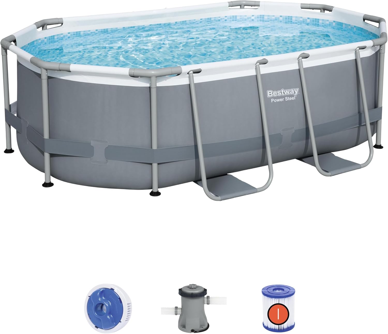 Amazon.com: Bestway Power Steel™ Oval Above Ground Pool 305 x 200 cm ...