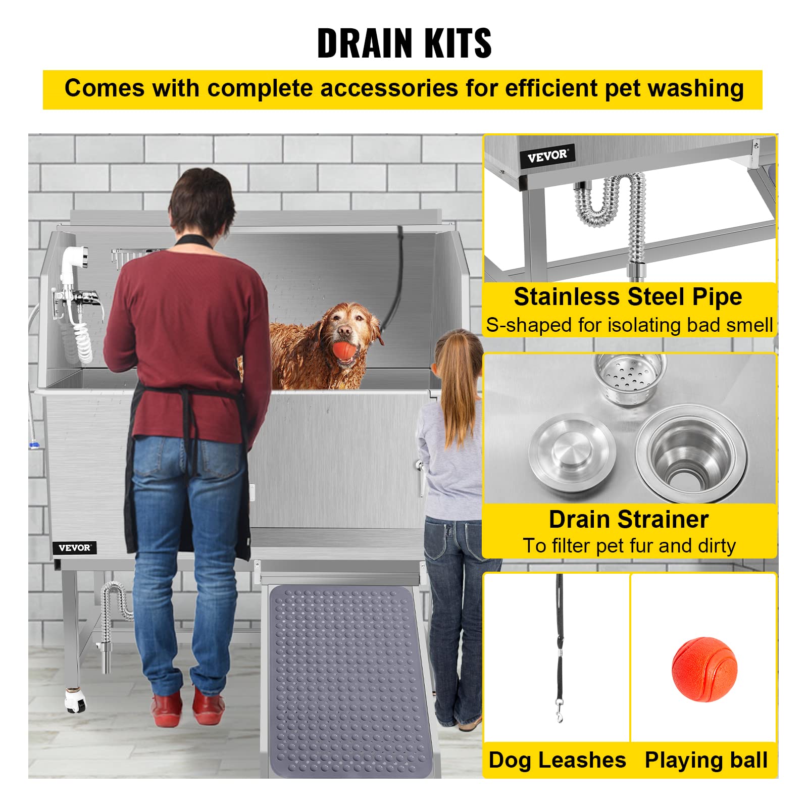VEVOR 50-inch Right Door Dog Grooming Tub Instruction Manual
