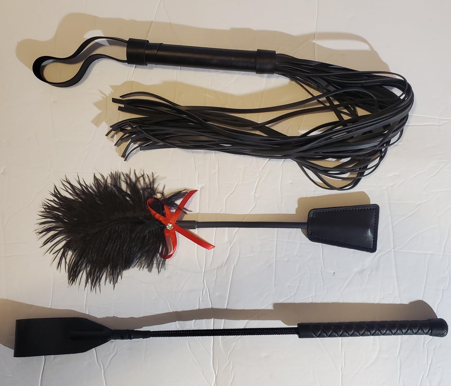 Amazon.com: MALINERO Leather Crop Black Whip Feather Luxury Sensual ...