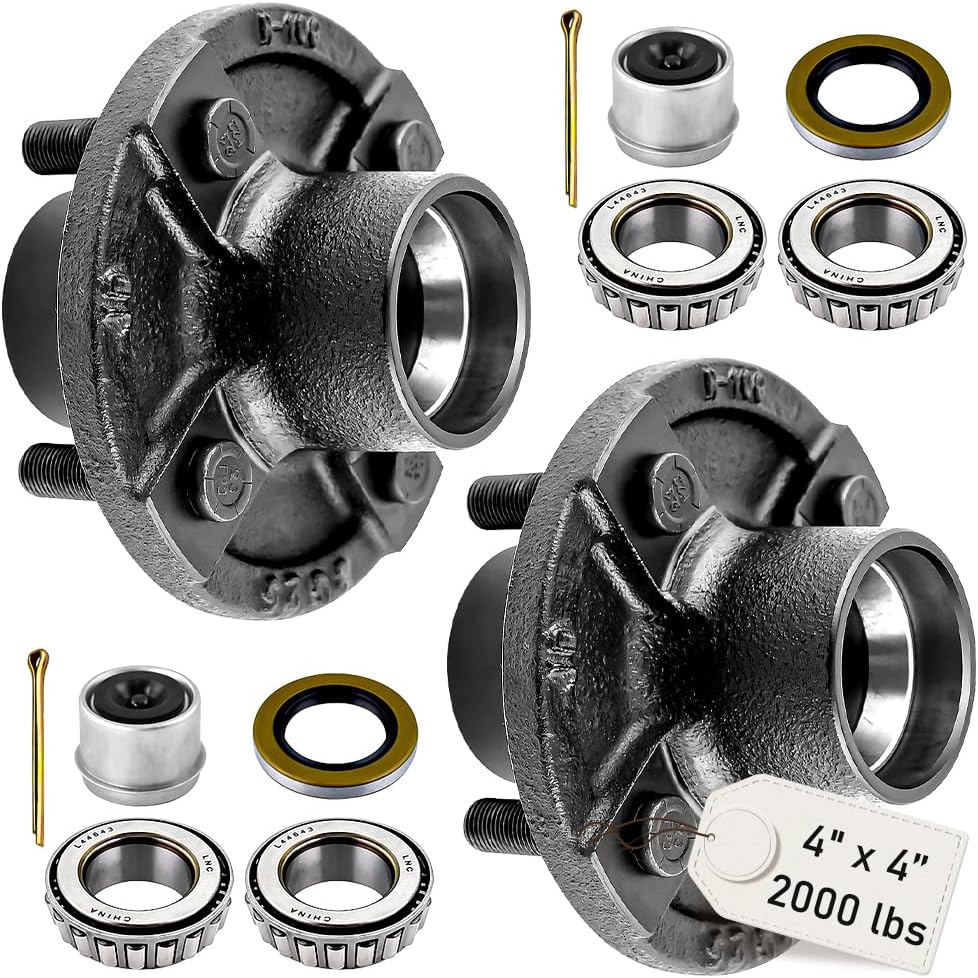 Amazon.com: AuraWINS 4 on 4" Trailer Hub Kit Fit Both 1" Spindles BT8 ...
