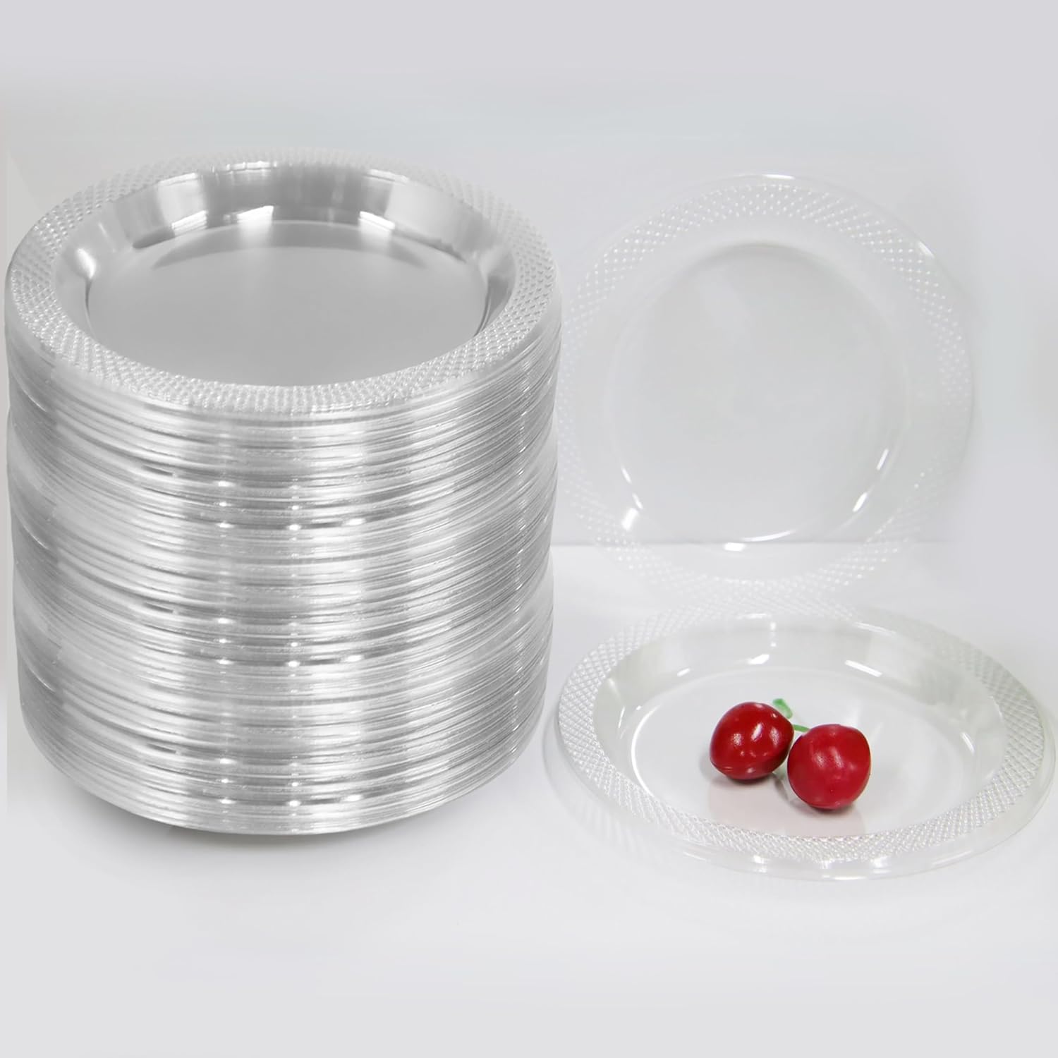 Amazon.com: DEEZPOZ 6 Inch Clear Plastic Plates 100 Bulk Pack ...
