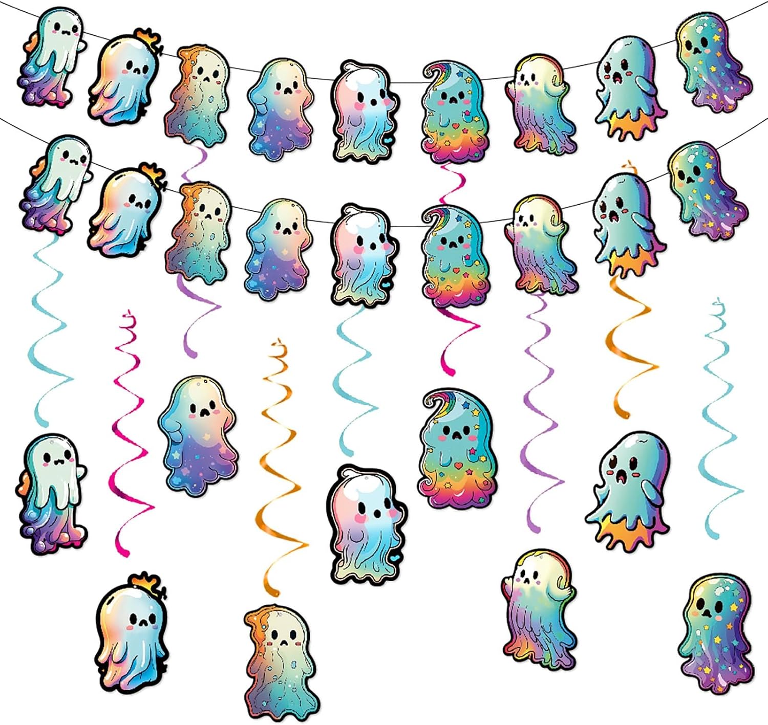 Amazon.com: Cute Ghost Halloween Party Decorations Streamers - 18Pcs ...