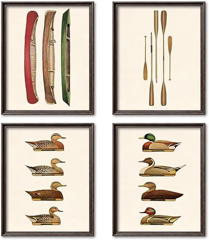 Amazon.com: NaZaUK Vintage Mallard Duck Wall Art Prints, Lake Themed ...
