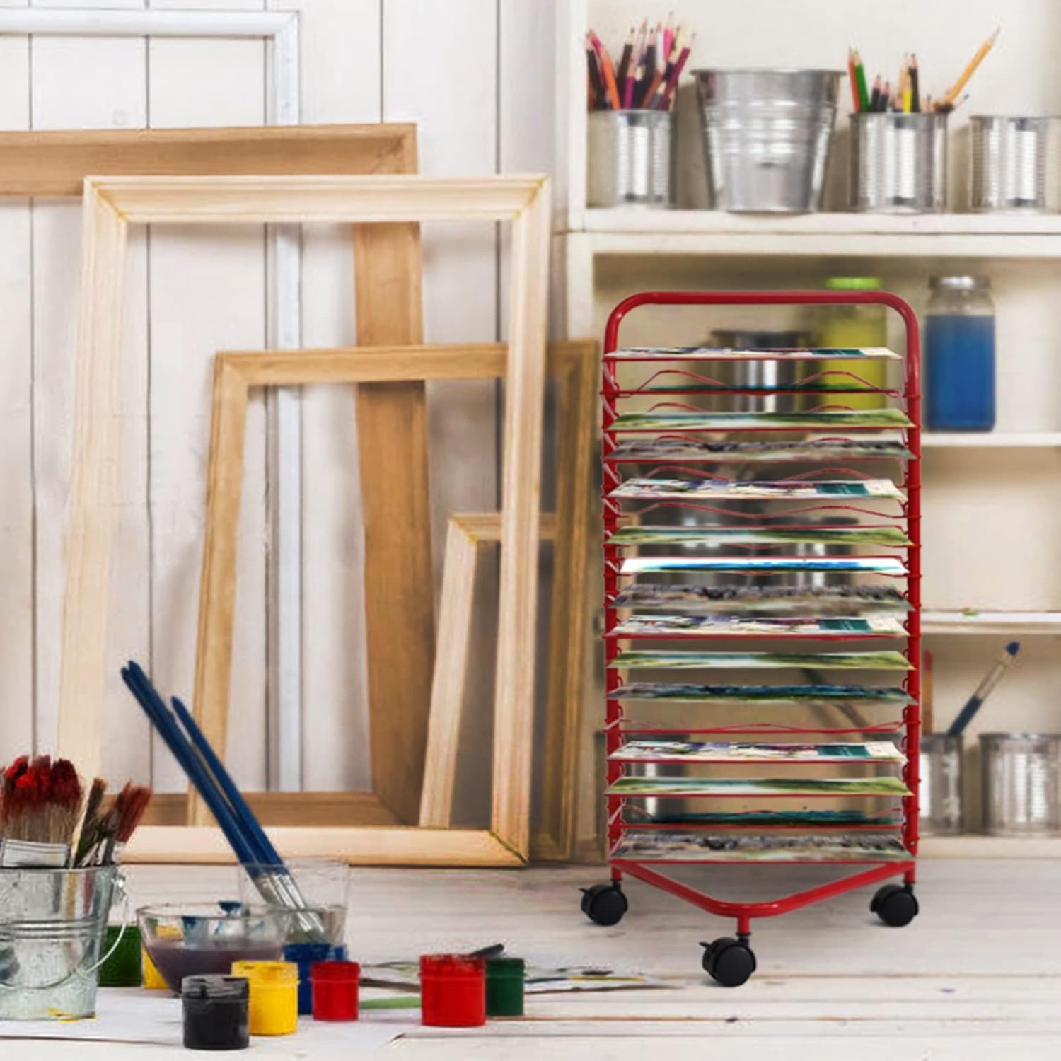 Amazon.com: Mobile Art Rack for Classroom Painting Crafts Drying ...