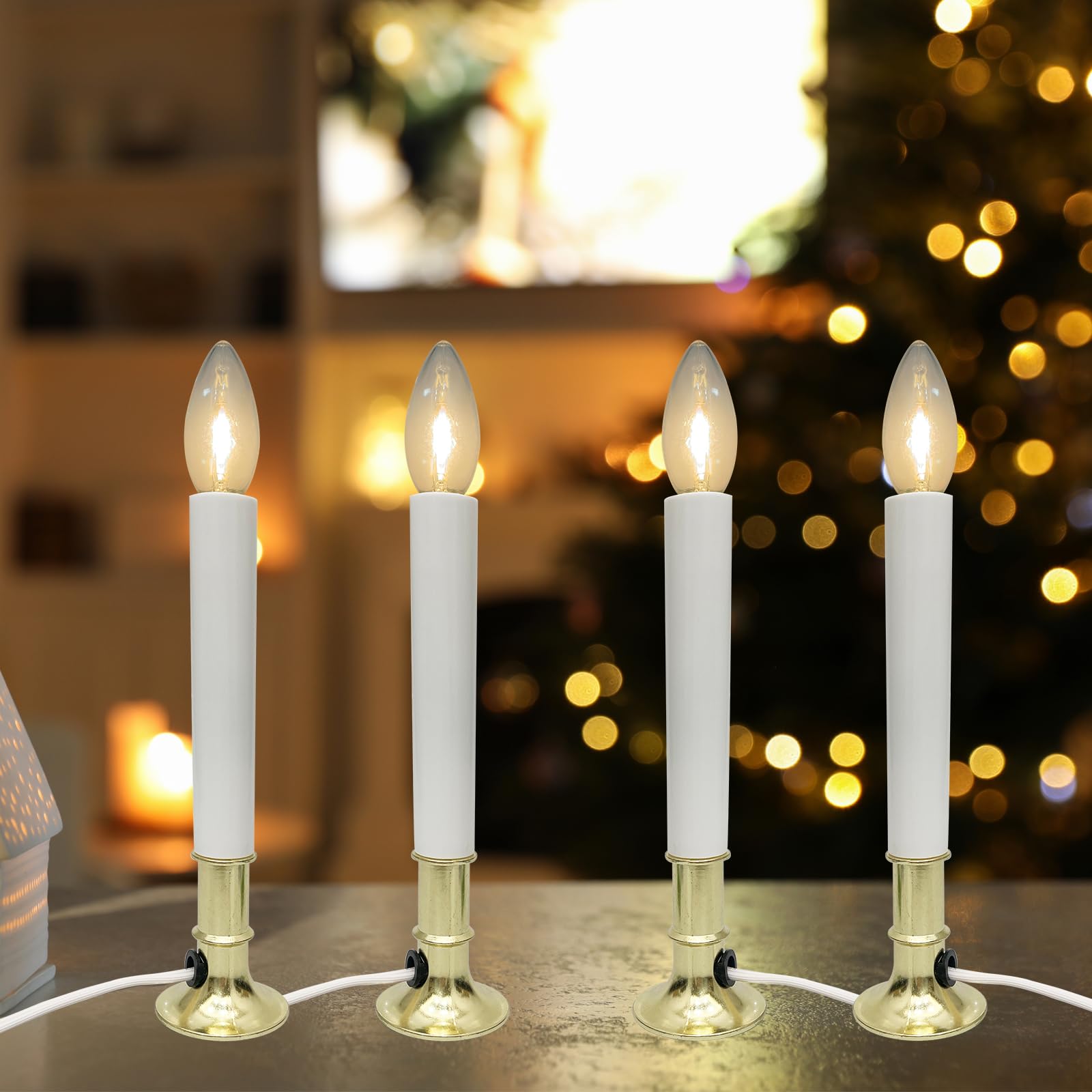 Amazon.com: Oviejo 4 Pack Electric Window Candle with 6 C26 LED Bulbs ...