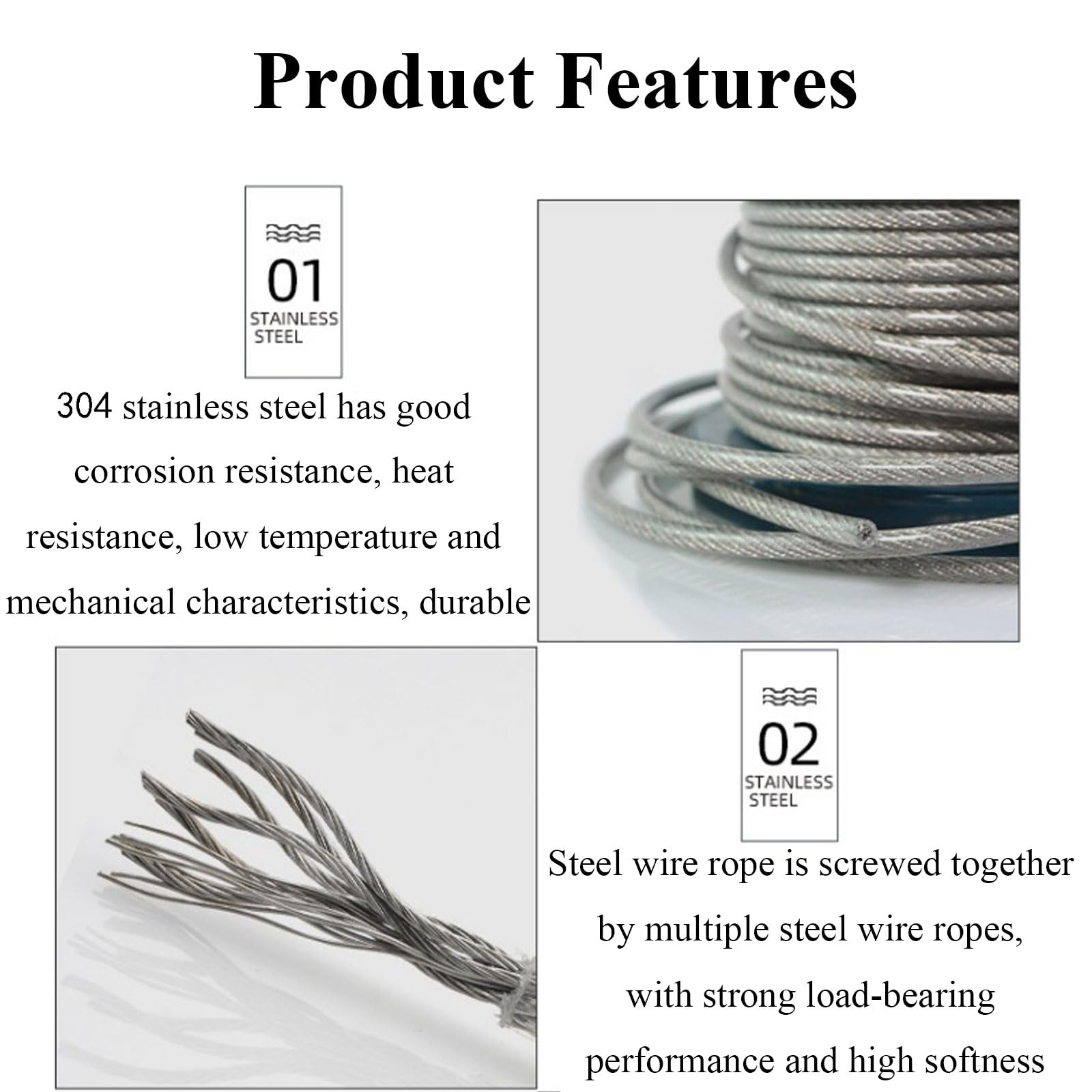 Steel Wire 10M Flexible Cable 1mm Diameter - Plastic Coated Silver Tone ...