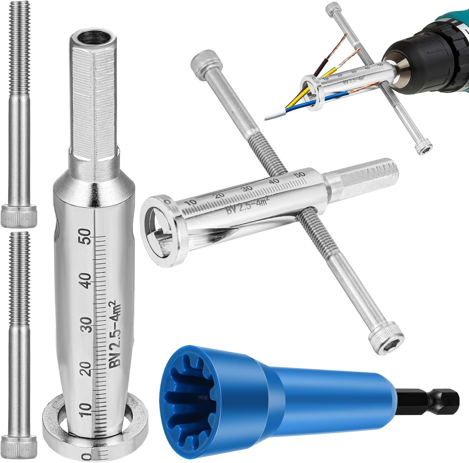 Wire Twisting Tool for Drill, 2-5 Way Electrical Cable Wire Stripper ...