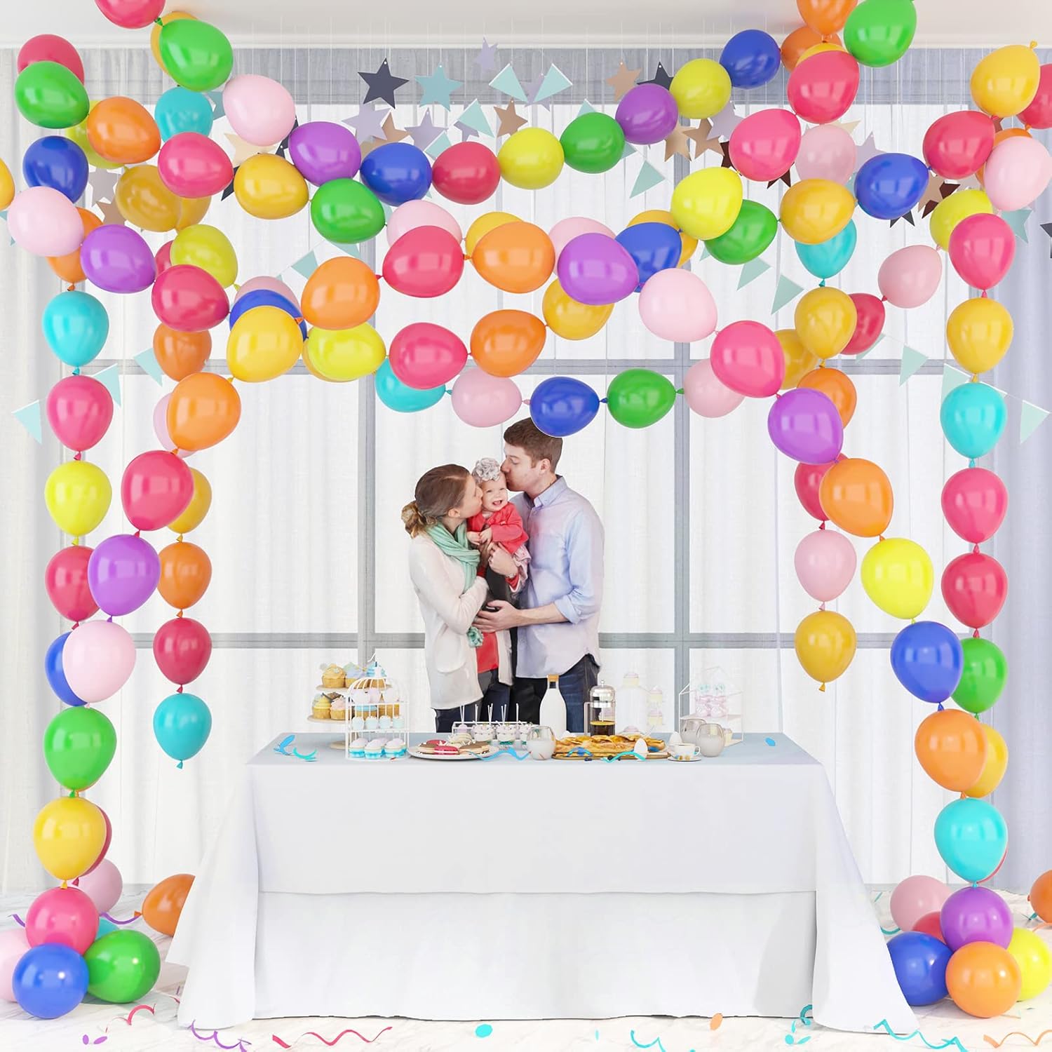 Amazon.com: HOUSE OF PARTY Rainbow Link Balloons 100 Pcs | 12 Inch Red ...