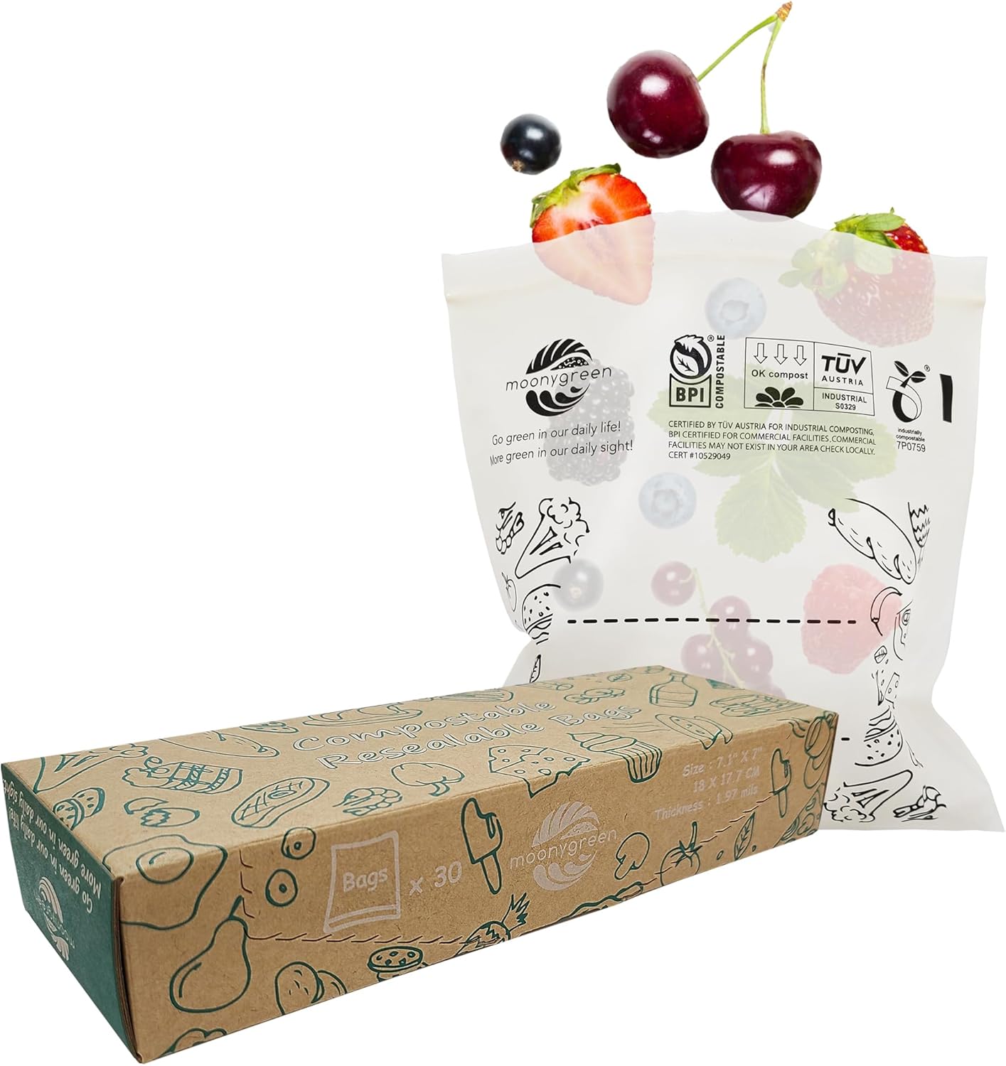 Amazon.com: Moonygreen Compostable Food Storage Bags, Resealable Quart ...