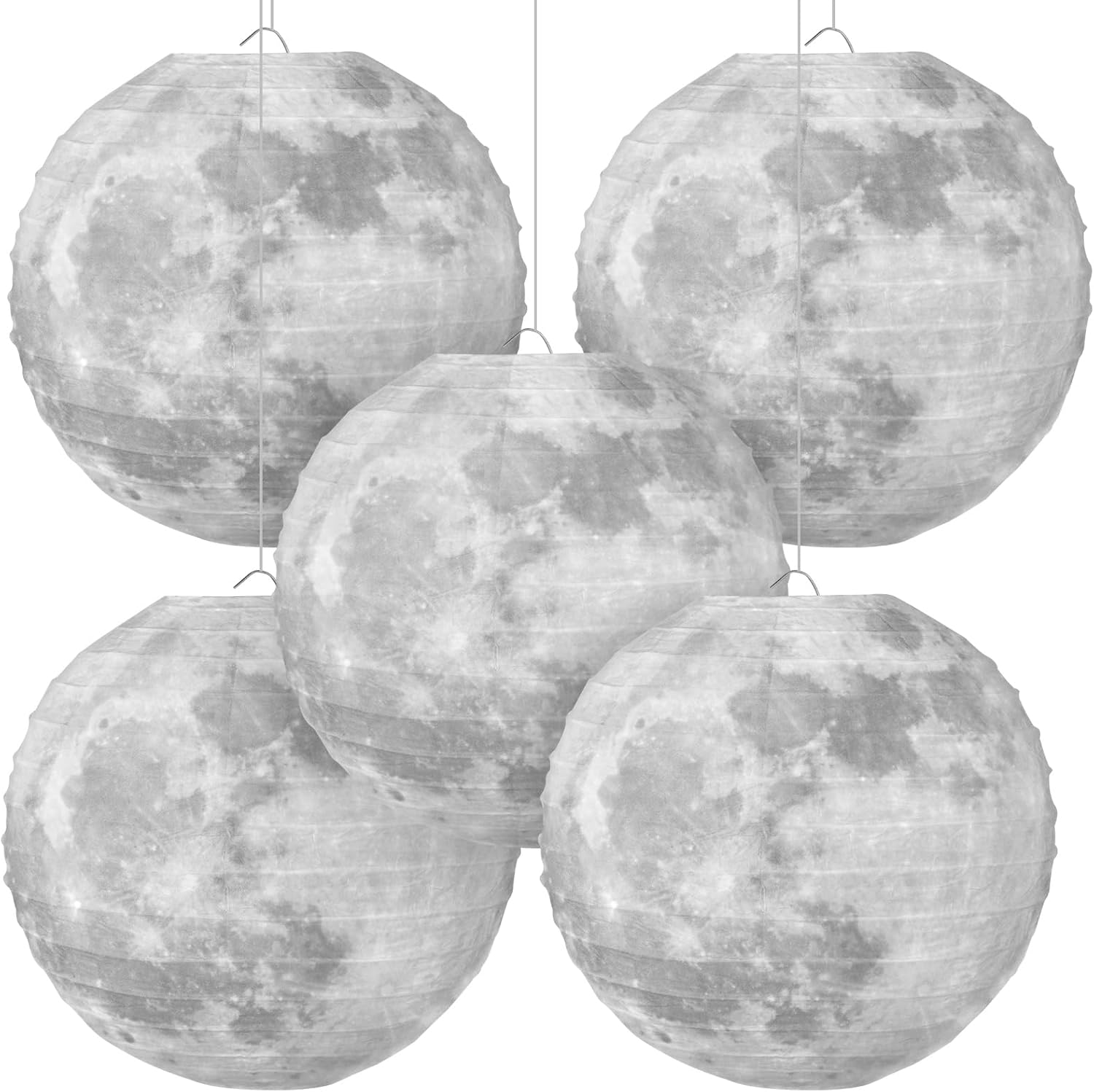 Glooglitter 5 Pcs Chinese Paper Lantern 20" Moon Ball Paper Lantern ...
