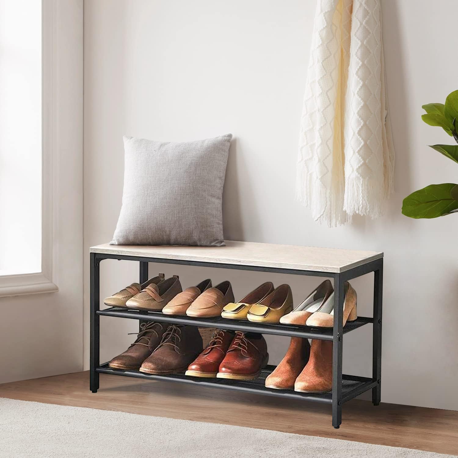 Amazon.com: Wonder Comfort Shoe Bench, Industrial Shoe Rack with 2 ...