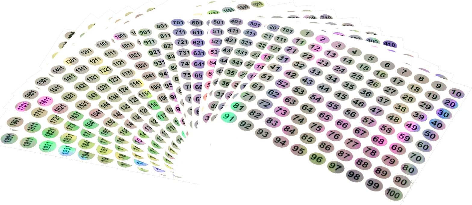 Amazon.com : Honbay 1 to 300 Round Reflective Laser Number Stickers ...