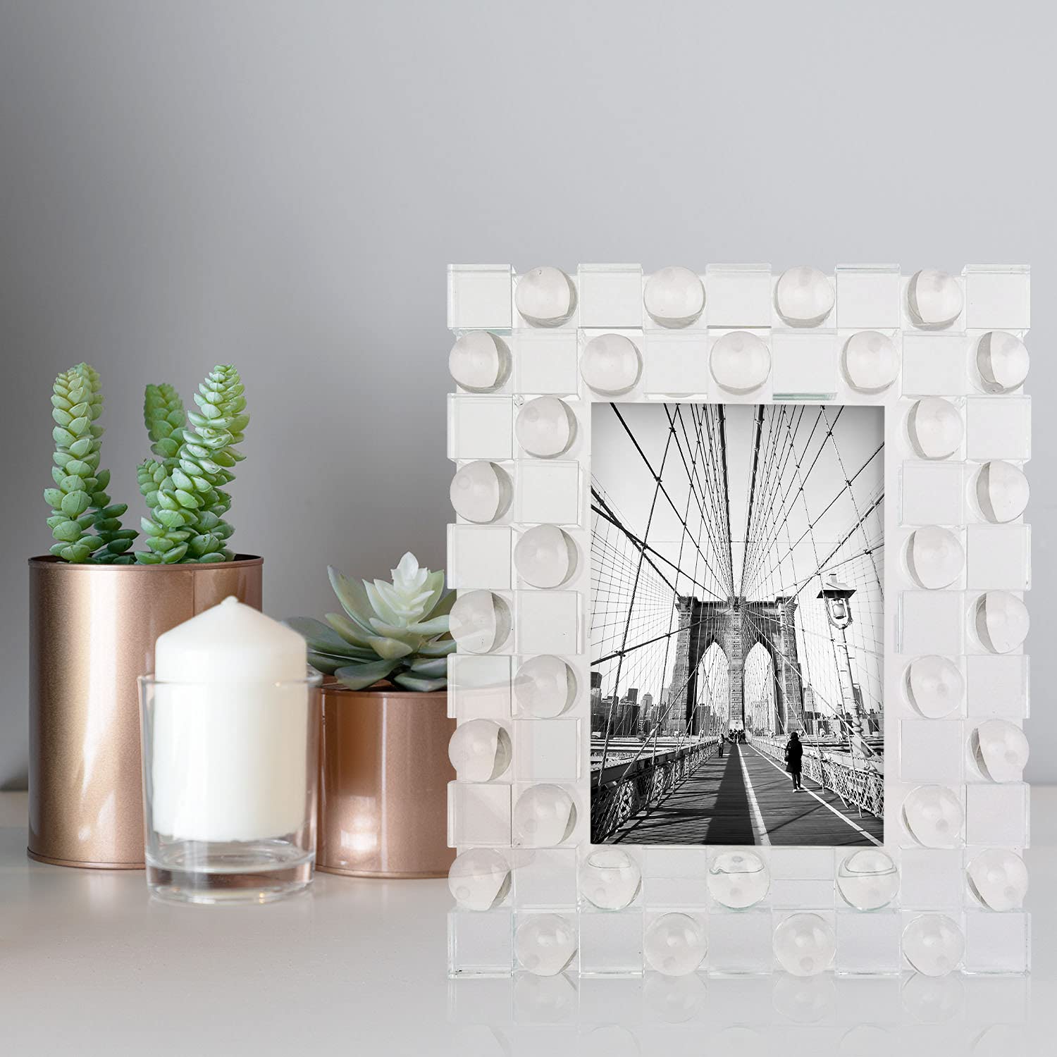 Tizo - Clear Crystal Glass Pyramid Shape Frame, 4 X 6