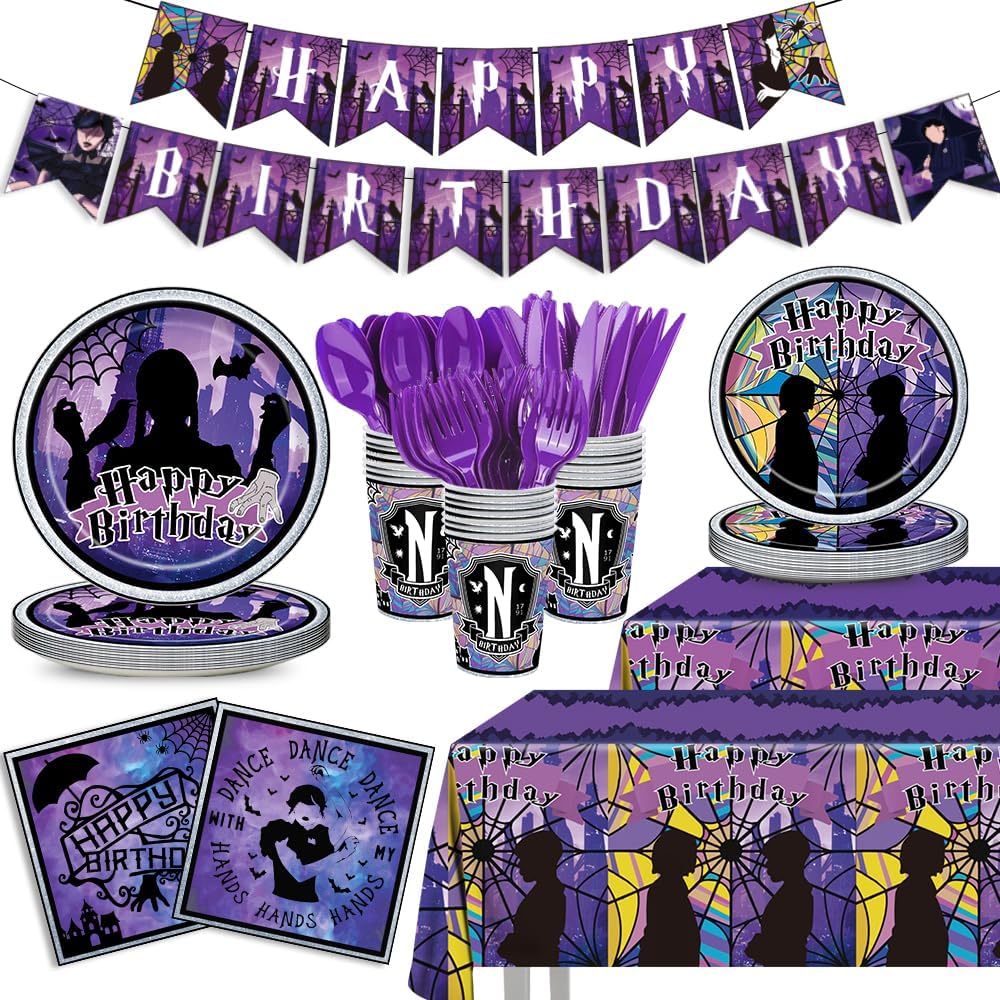 Amazon.com: Wednesday Themed Party Supplies for Girls Purple Magic ...