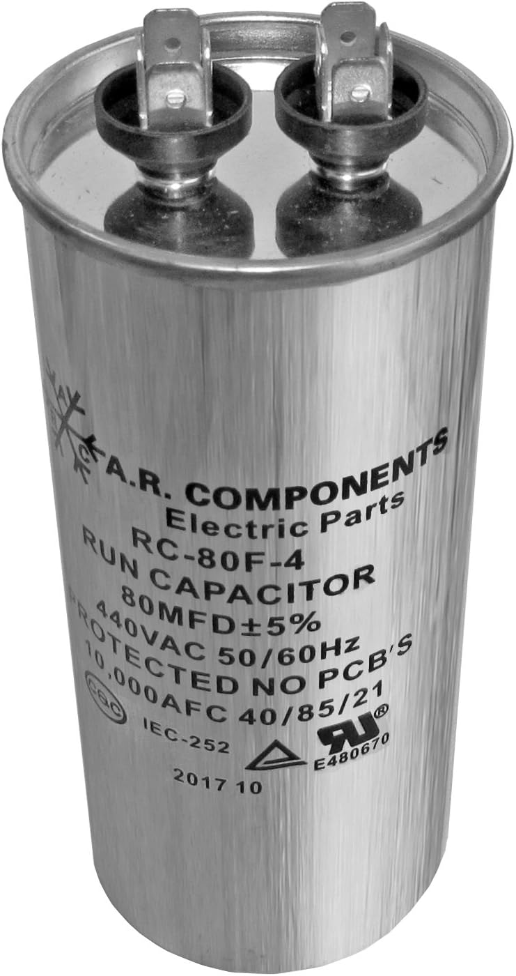 Amazon.com: RUN CAPACITOR 80 MFD 440 VAC ROUND CAN. UL Certified. Pack ...