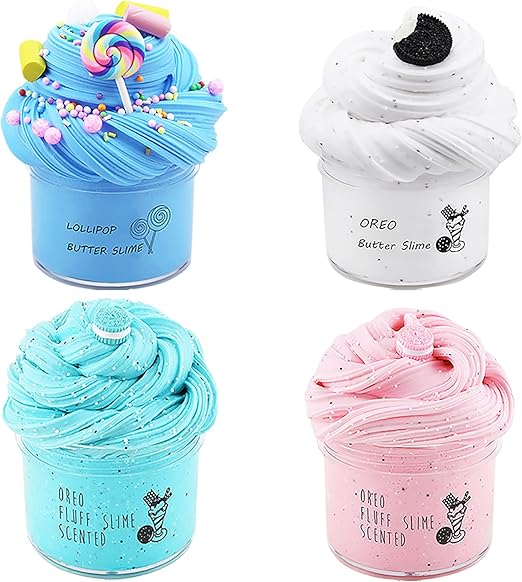 4 Pack Butter Slime Kit, Super Soft & Non-Sticky, Birthday Gifts for ...
