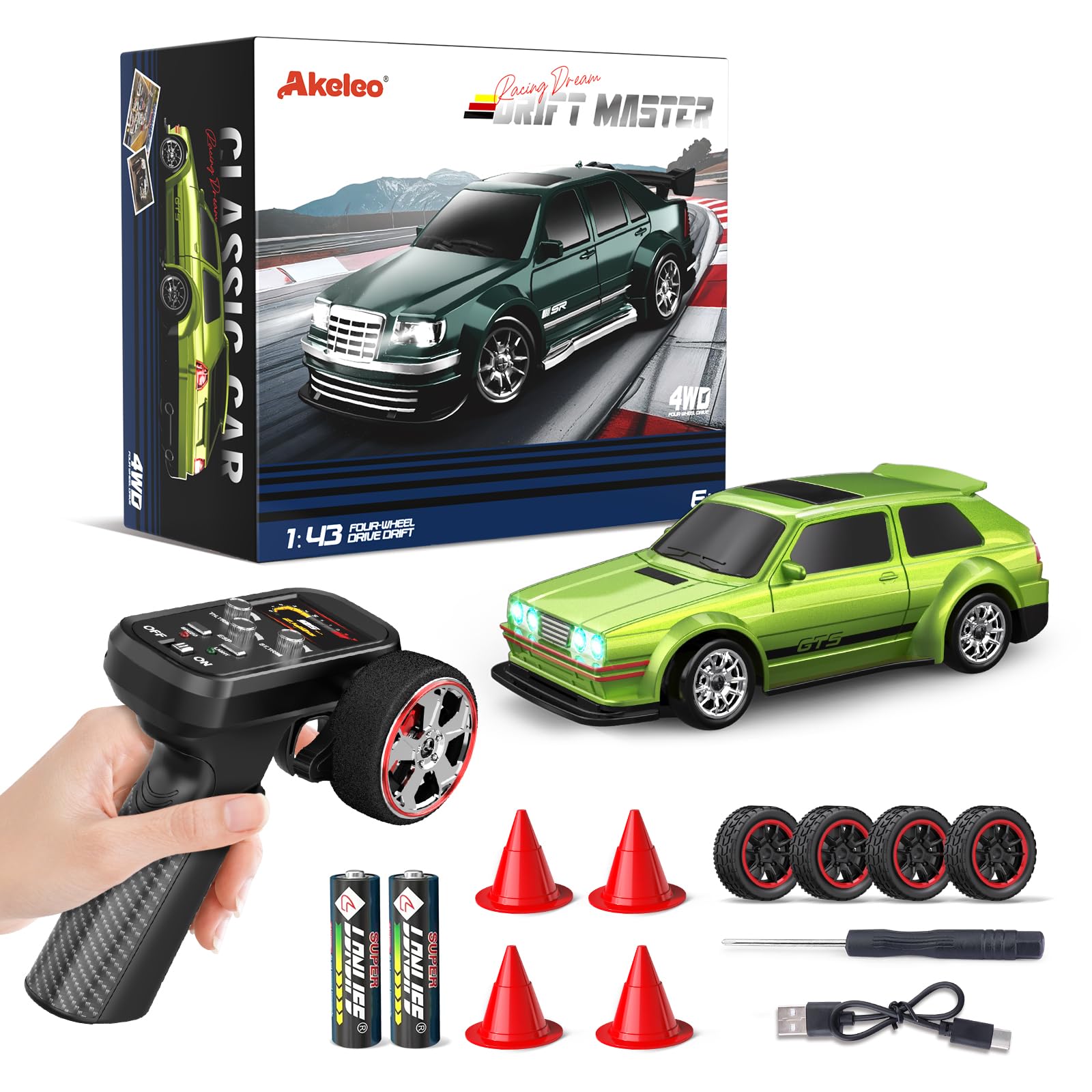 1/43 Mini RC Drift Car with Gyroscope, 4WD Full Proportional RC Car, 2 ...