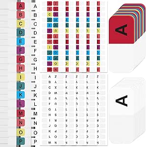 Amazon.com : OIIKI 364PCS Alphabet Tabs, Colorful/White A to Z 26 ...