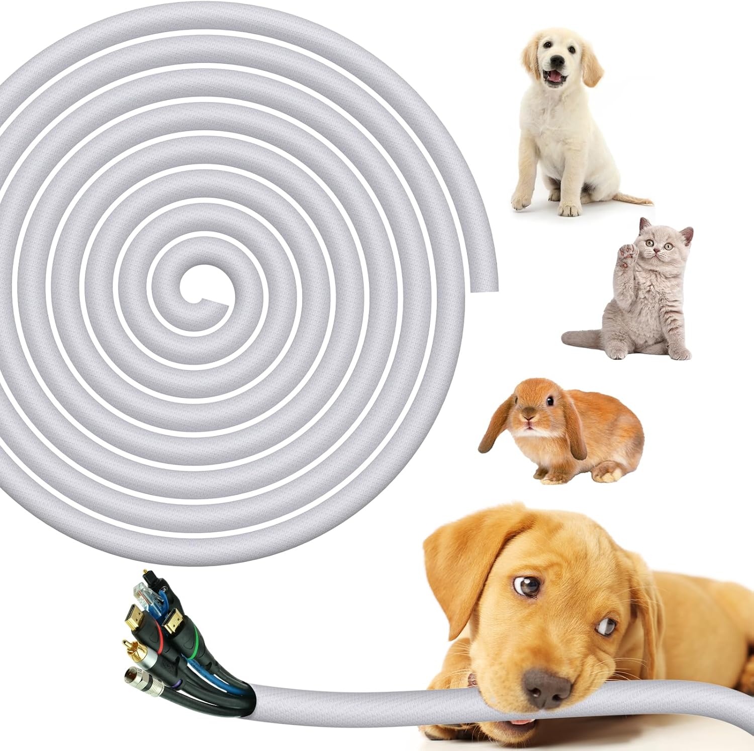 Amazon.com: Cord Protectors from Pets No Chew, 13ft White Cable Sleeve ...
