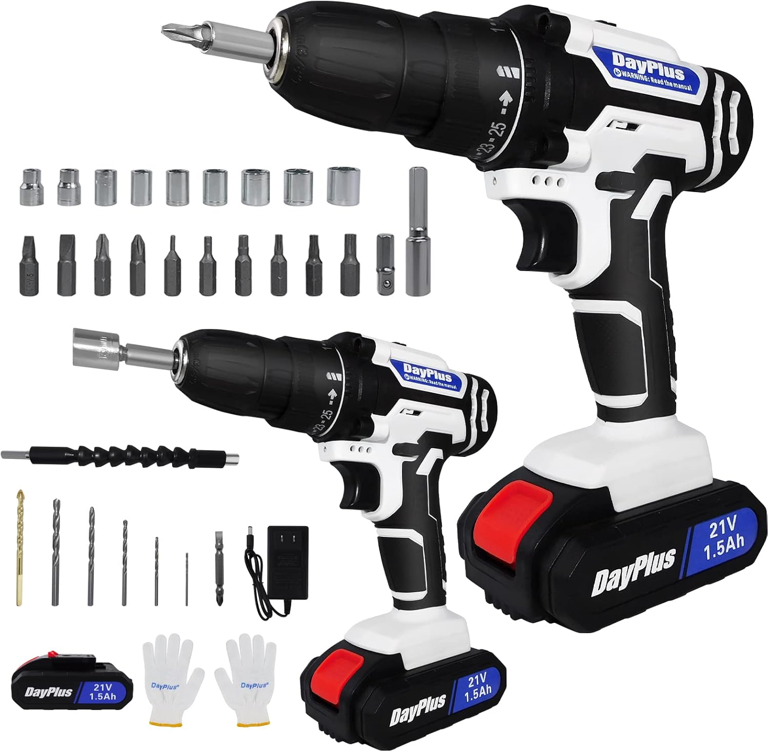 Amazon.com: Cordless Power Drill Set, 21V Electric Drill with Battery ...
