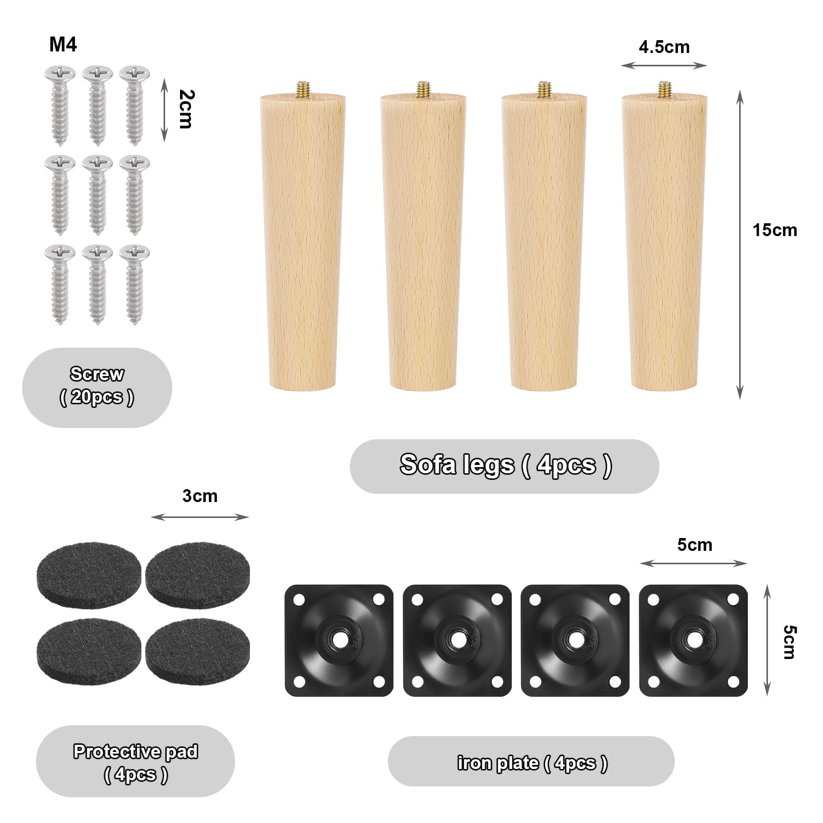 6 Replacement Sofa Legs Wooden Sofa Feet Chair Legs