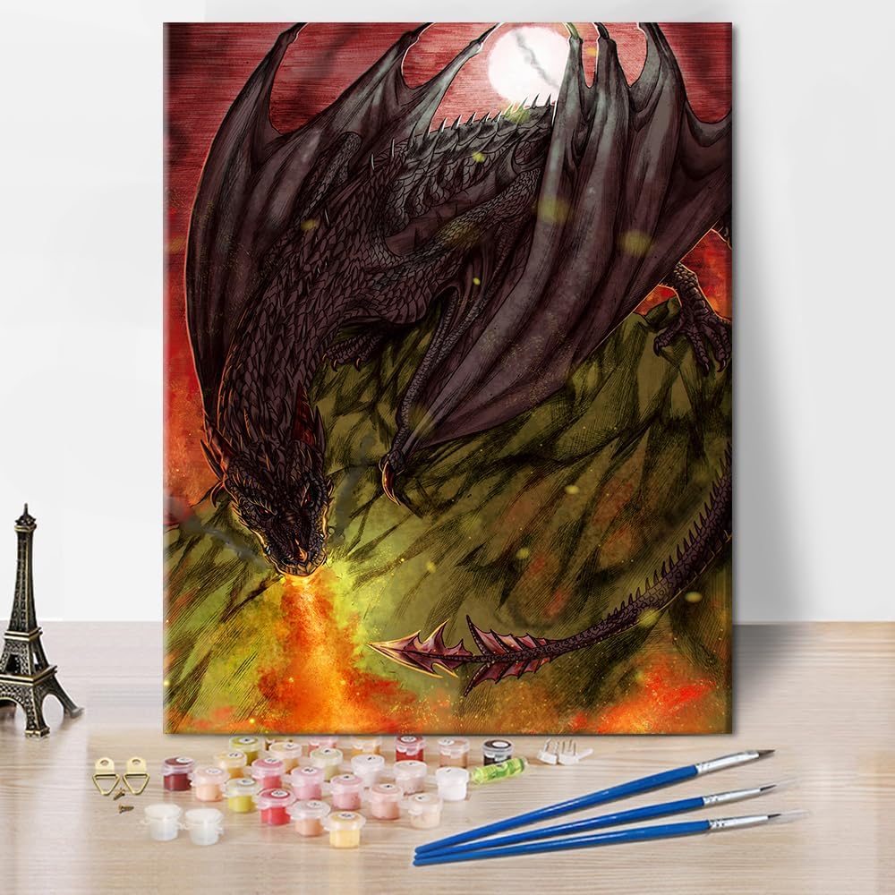 Paint by Numbers for Adults Beginner & Kids Dragon Painting by Numbers ...
