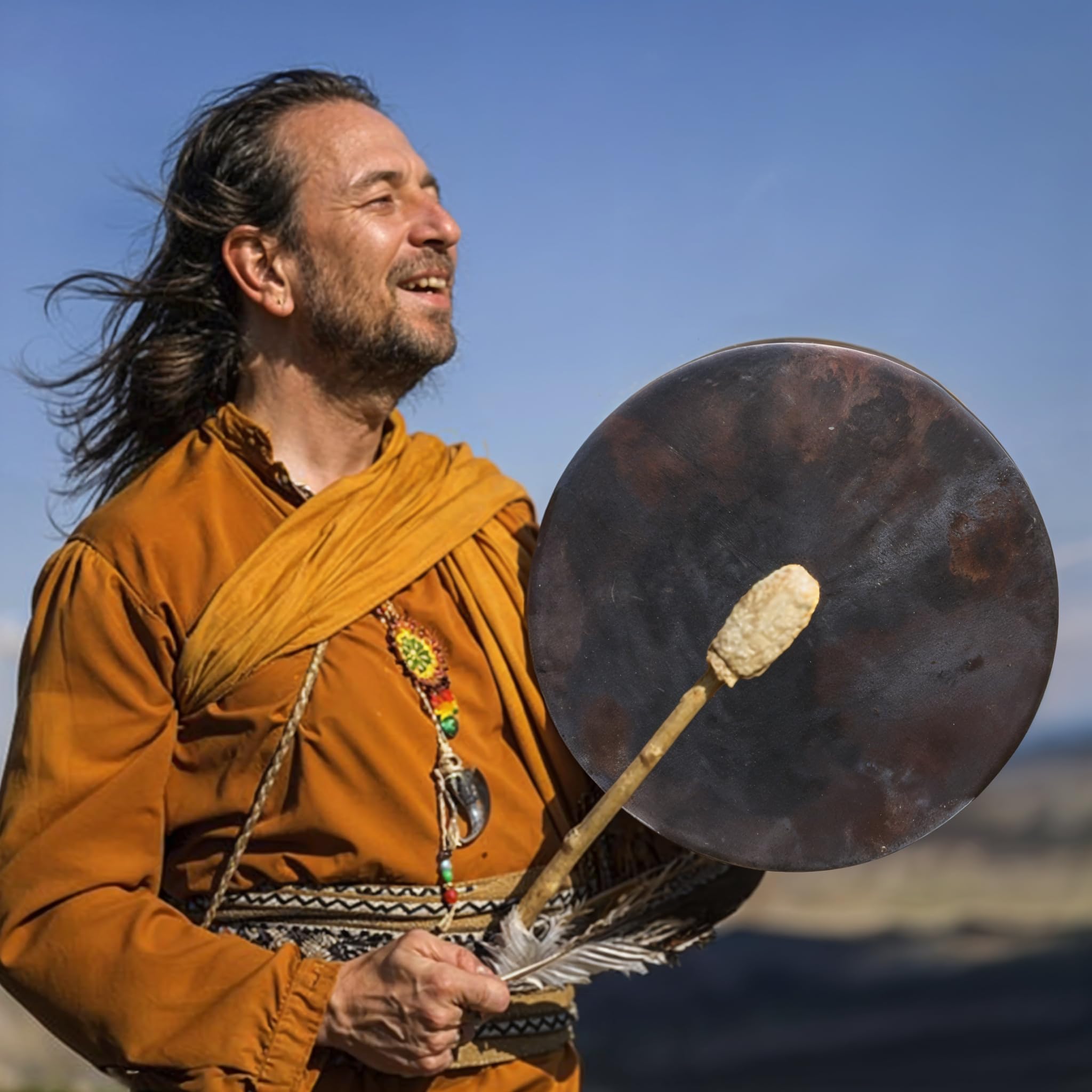 Tabla Drum ARAW American Shamanic Native Drum Bison Natural Hide (18 ...
