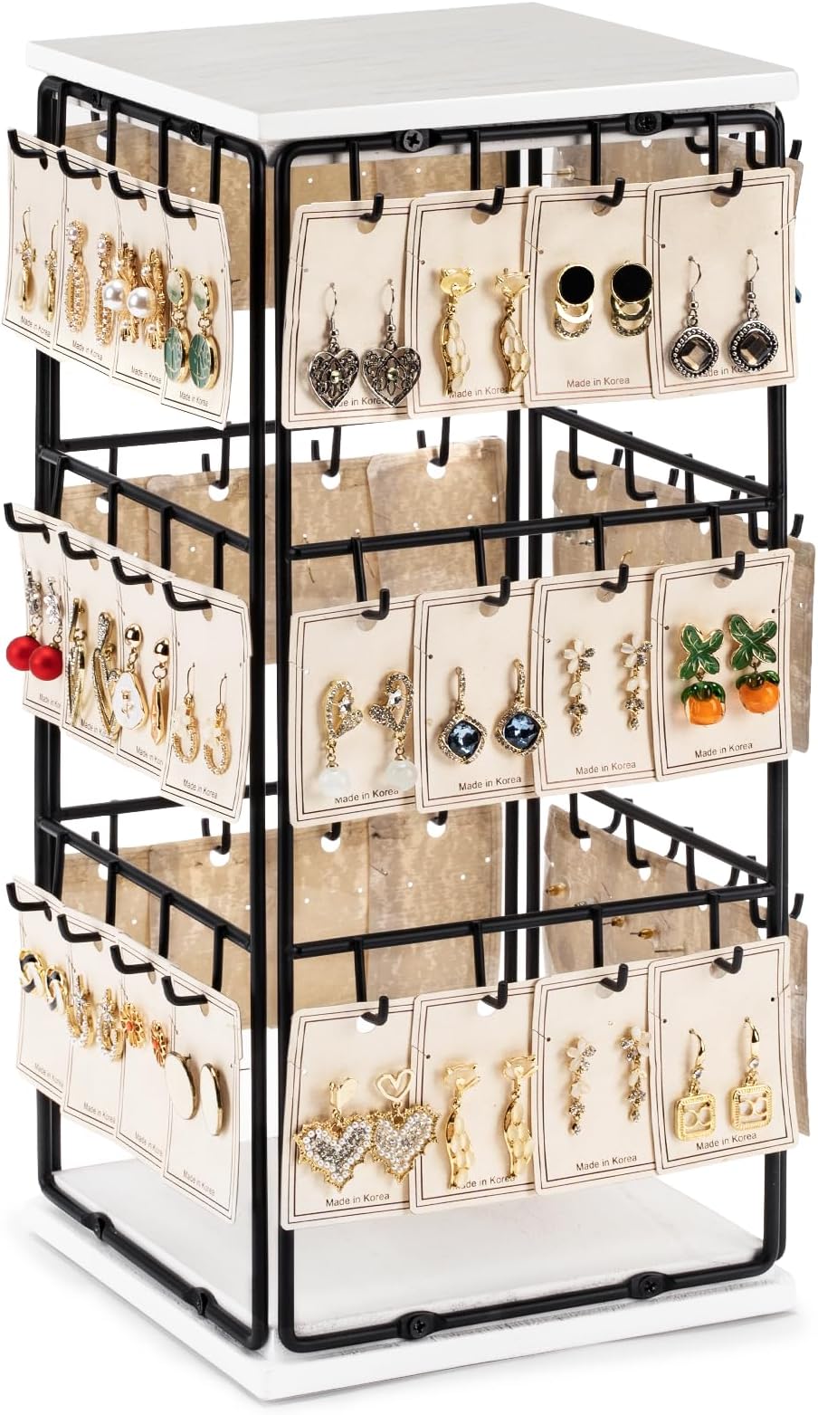 Amazon.com: Black Plastic Rotating Jewelry Earring Card Display Stand ...