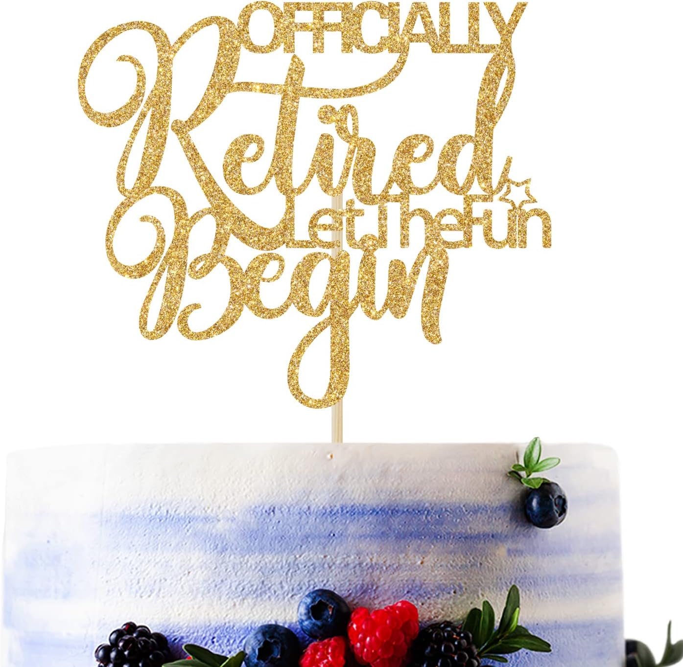 Amazon.com: Glitter Officially Retired Let The Fun Begin Cake Topper ...