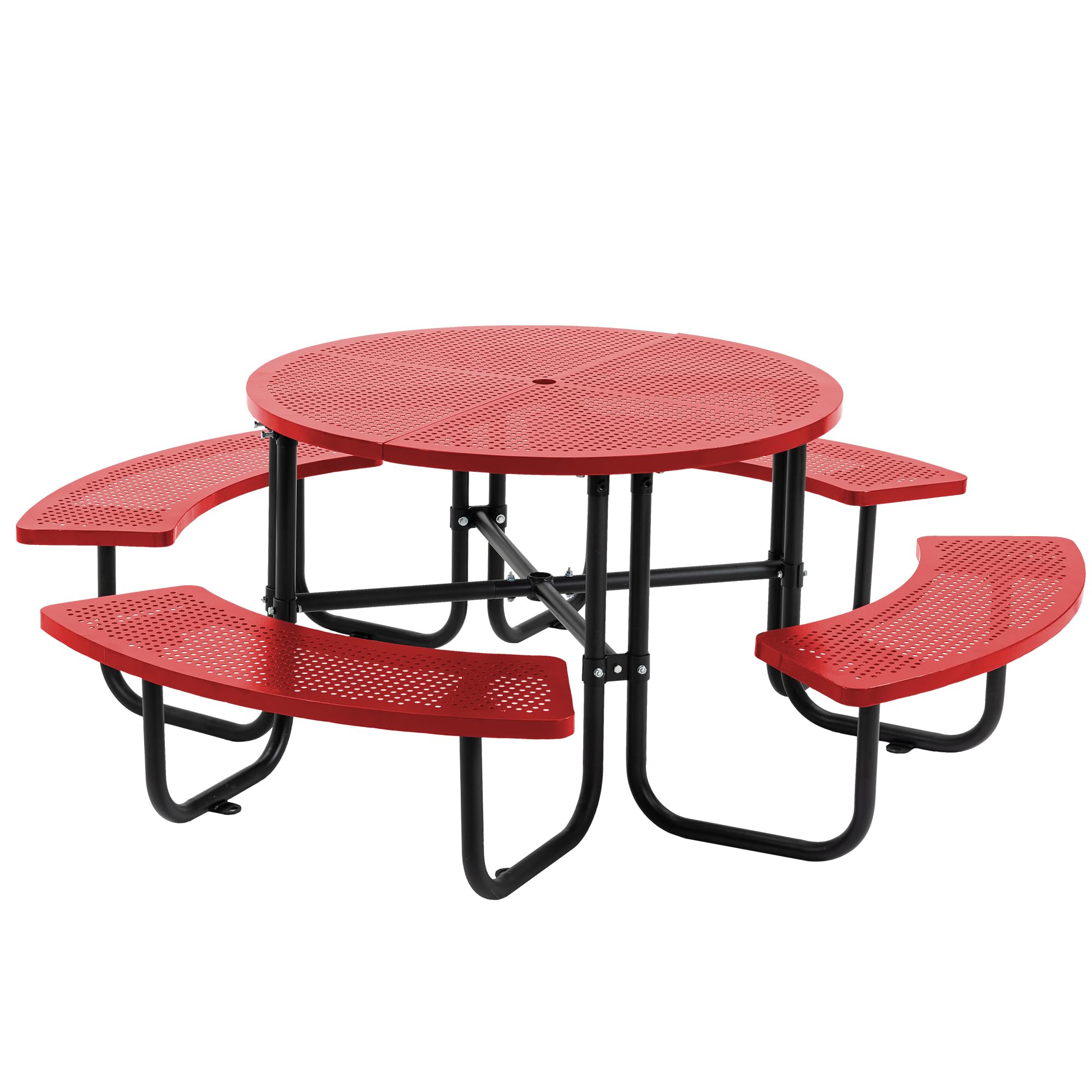 Amazon.com: VISRACK 46" Round Metal Picnic Table with Umbrella Hole ...