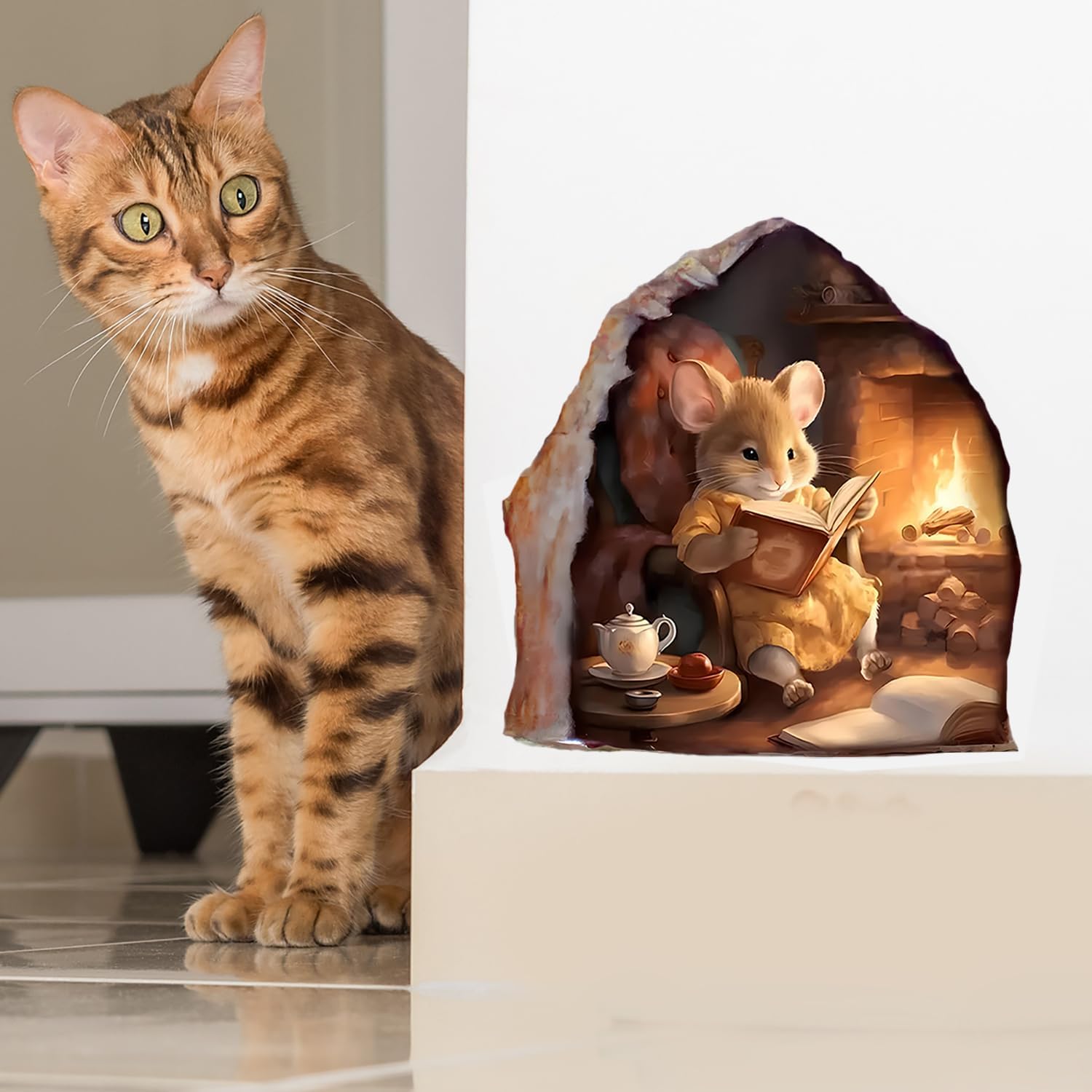 Amazon.com: 1 Pc Funny 3D Mouse Hole Realistics Wall Sticker,Mouse in a ...