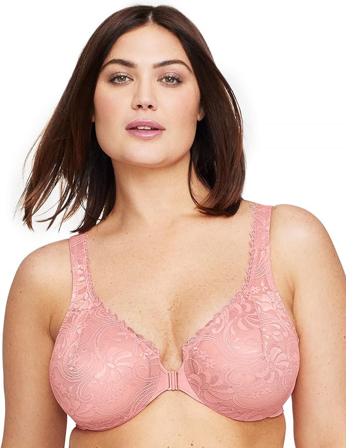 Glamorise Women's Plus Size Wonderwire Lace Front-Closure Underwire #9245 at Amazon Women’s ...