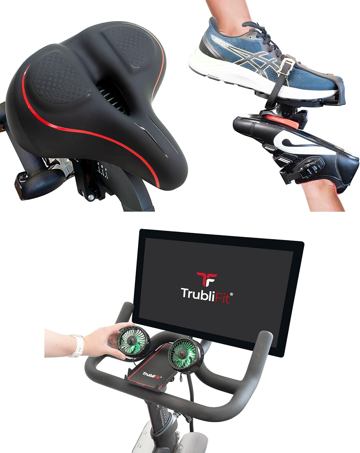 Amazon.com : Dual Function Toe Cages + Wide Bike Seat Dual Bike Fans ...