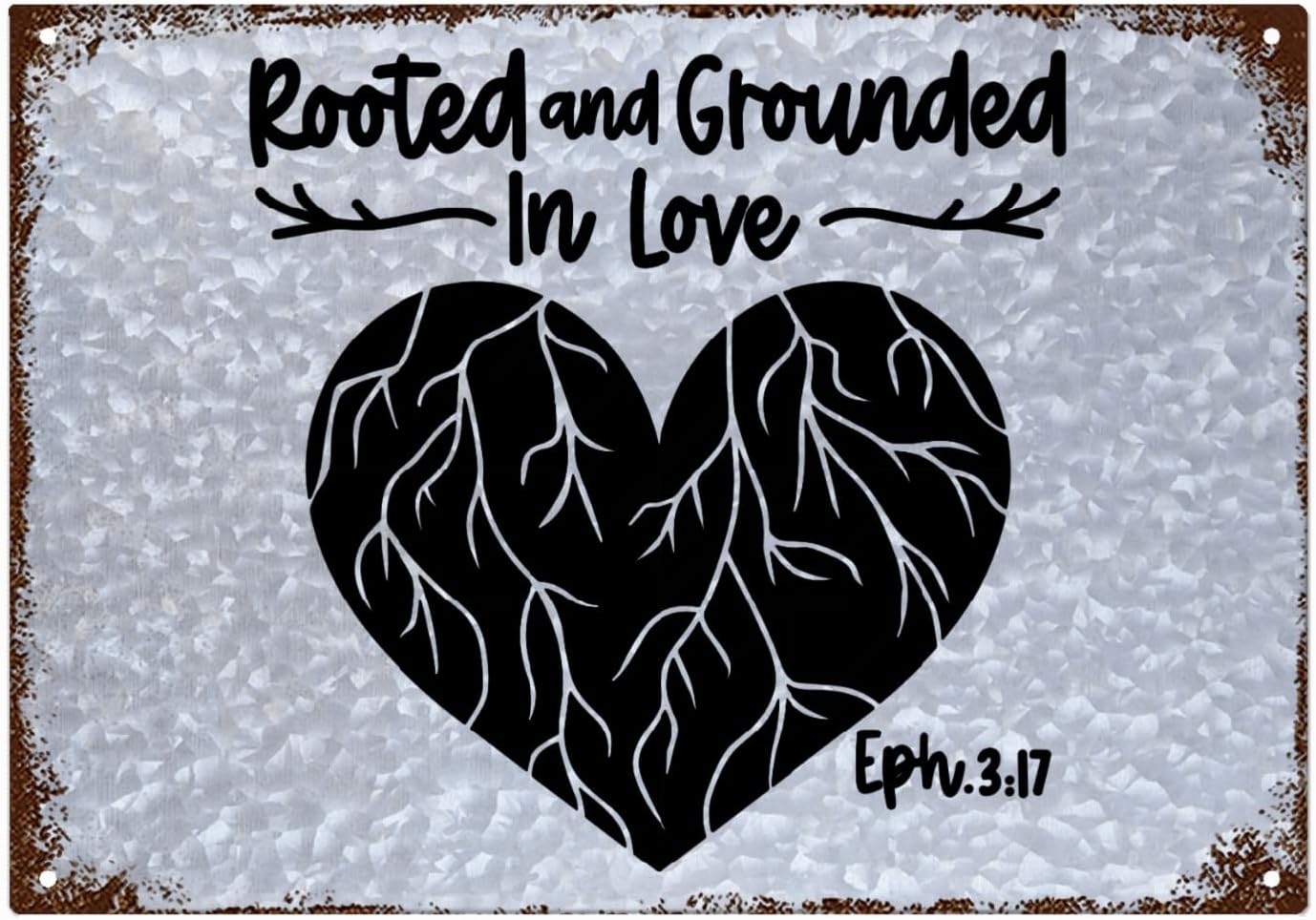 Amazon.com: Rooted And Grounded In Love Sign Funny Metal Sign For ...