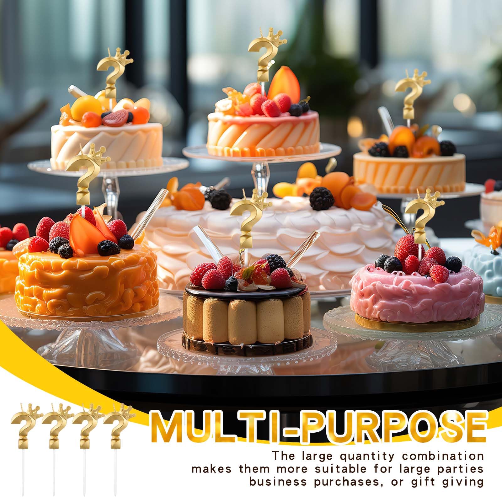 100 Pack Birthday Candles 3D Candle Cake Topper with Crown Bulk Gold ...