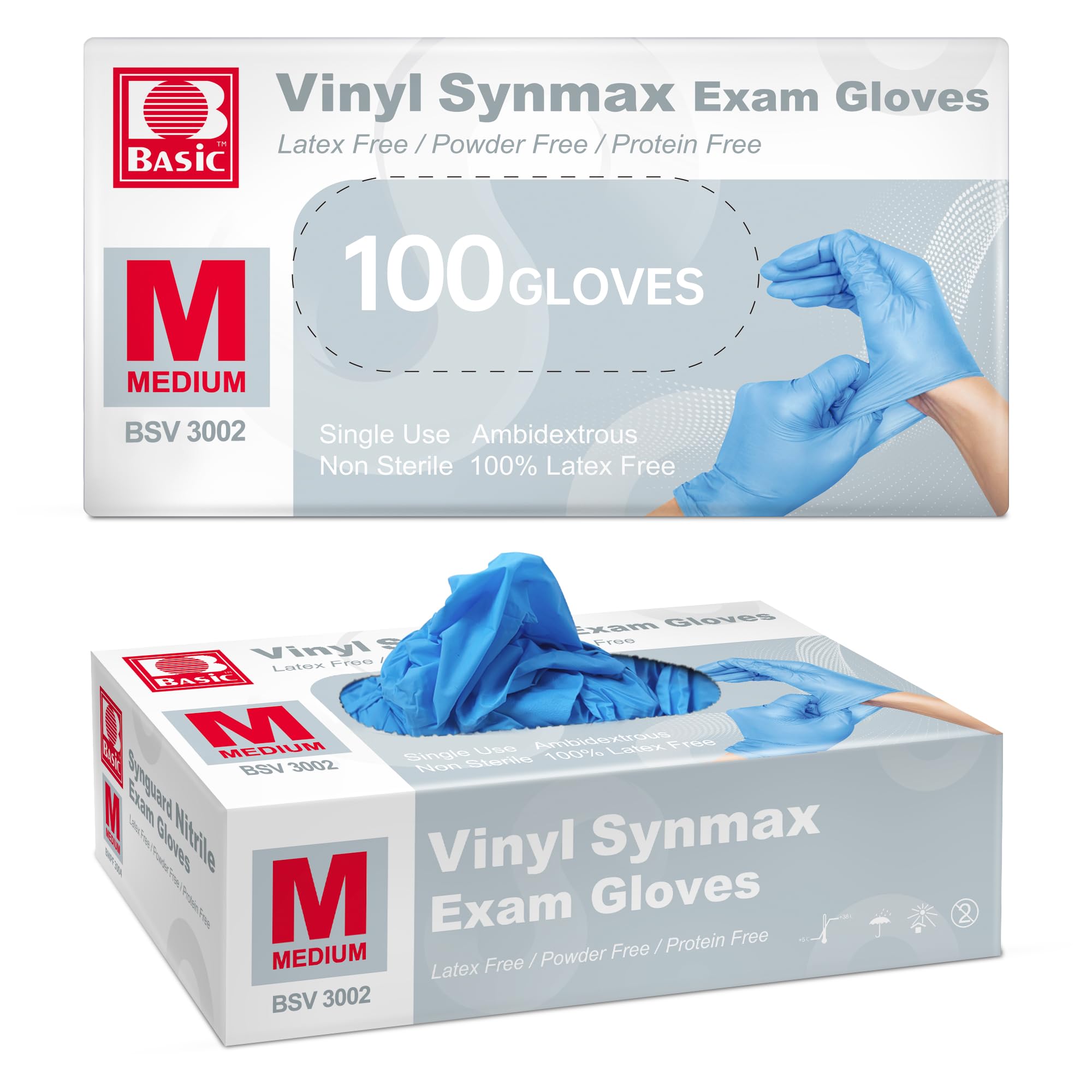 Basic Vinyl Medical Exam Gloves, 4 Mil Powder-Free Latex-Free Food ...