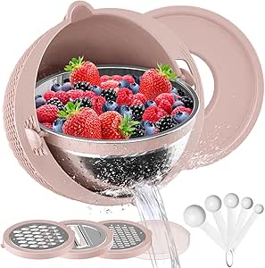 Amazon.com: 4-1 Colander with Mixing Bowl Set - Colander Bowl with ...