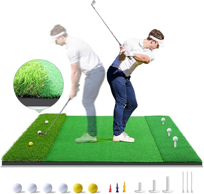 Amazon.com : Golf Hitting Mat, 2024 Upgrade Pro Nylon Turf Golf Mats ...
