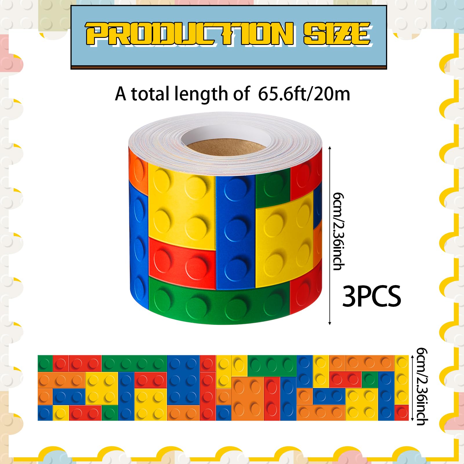Snapklik.com : 3roll 65.6 Feet Building Block Bulletin Board Borders ...
