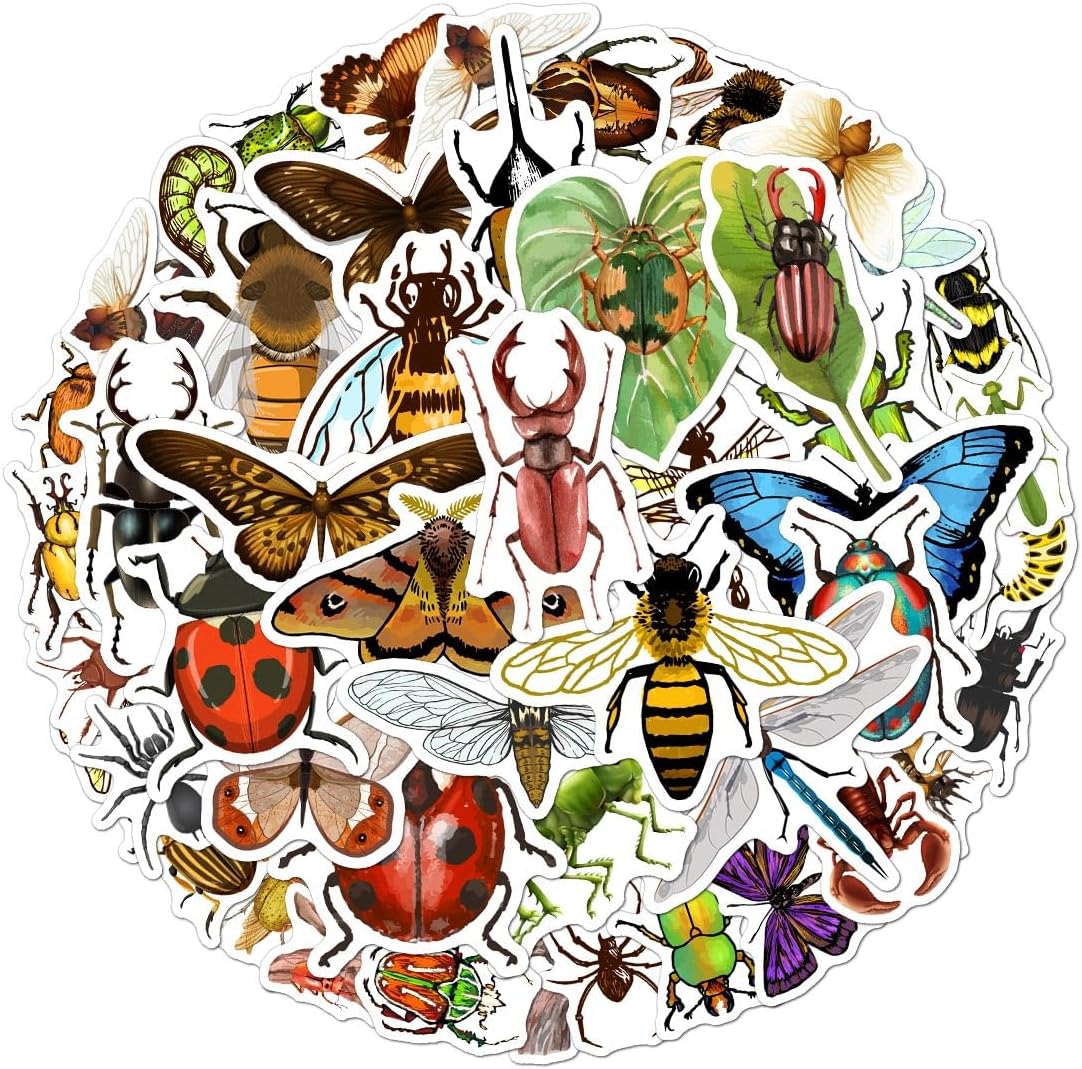 Amazon.com: Pack 50 Pcs Cute Animal Insect Bugs Stickers for Water ...