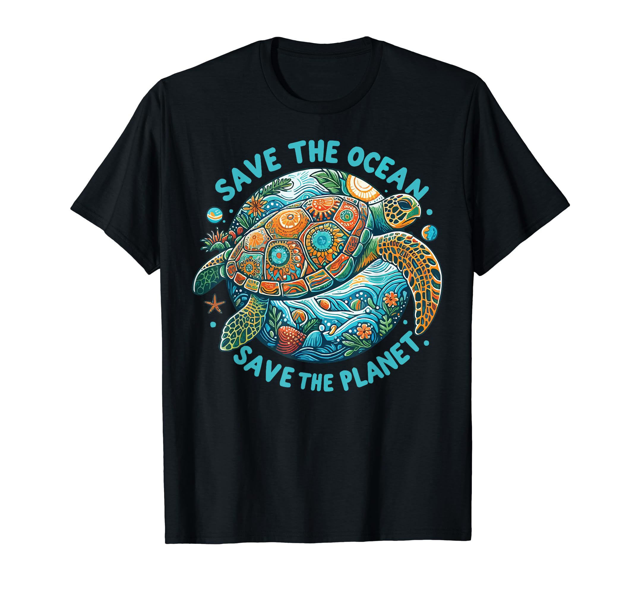 Amazon.com: Save The Ocean Save The Planet Cute Sea Turtle T-Shirt ...