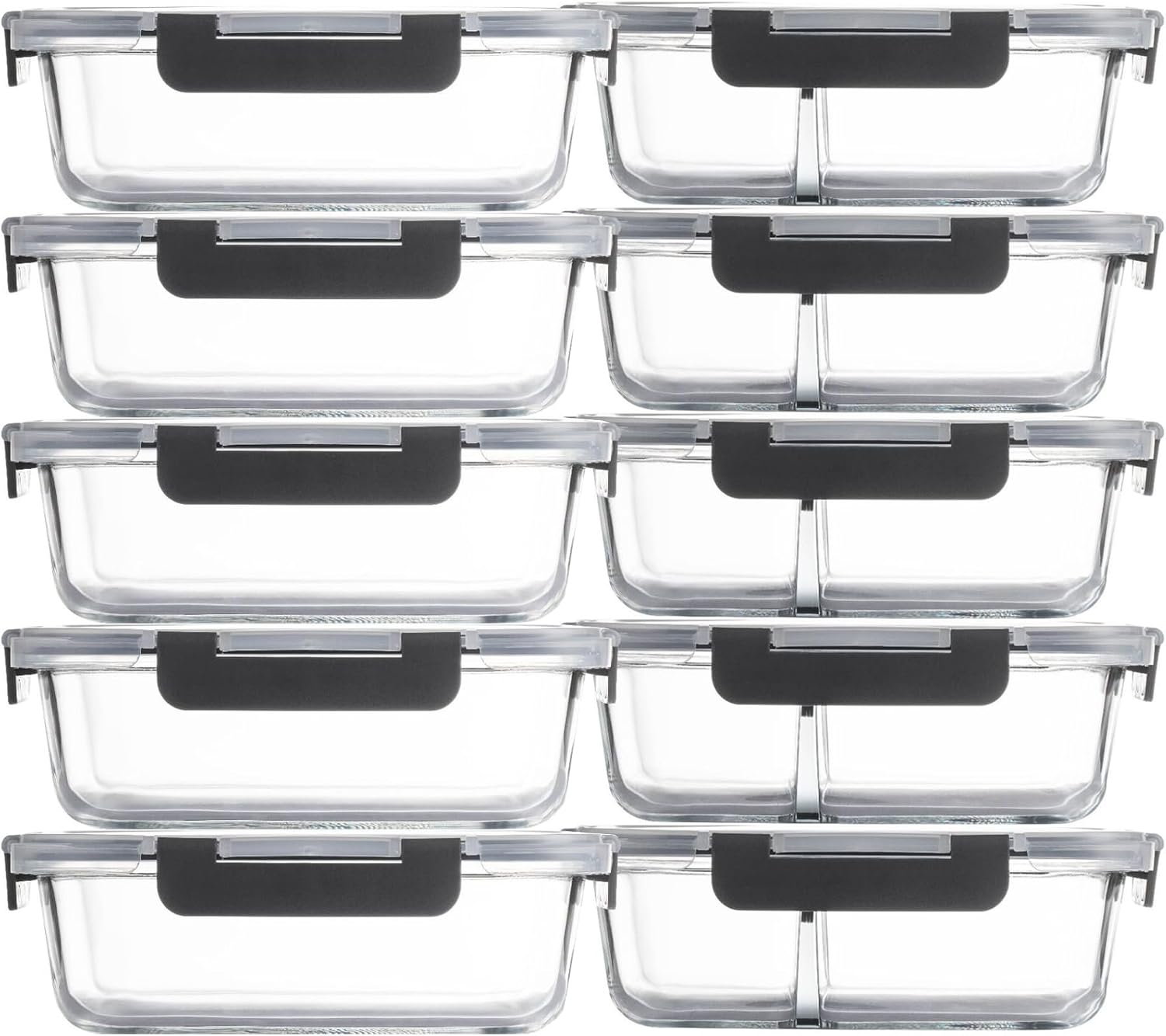 Glass Food Storage Containers(5 Pieces with Partitions,5 Pieces without ...