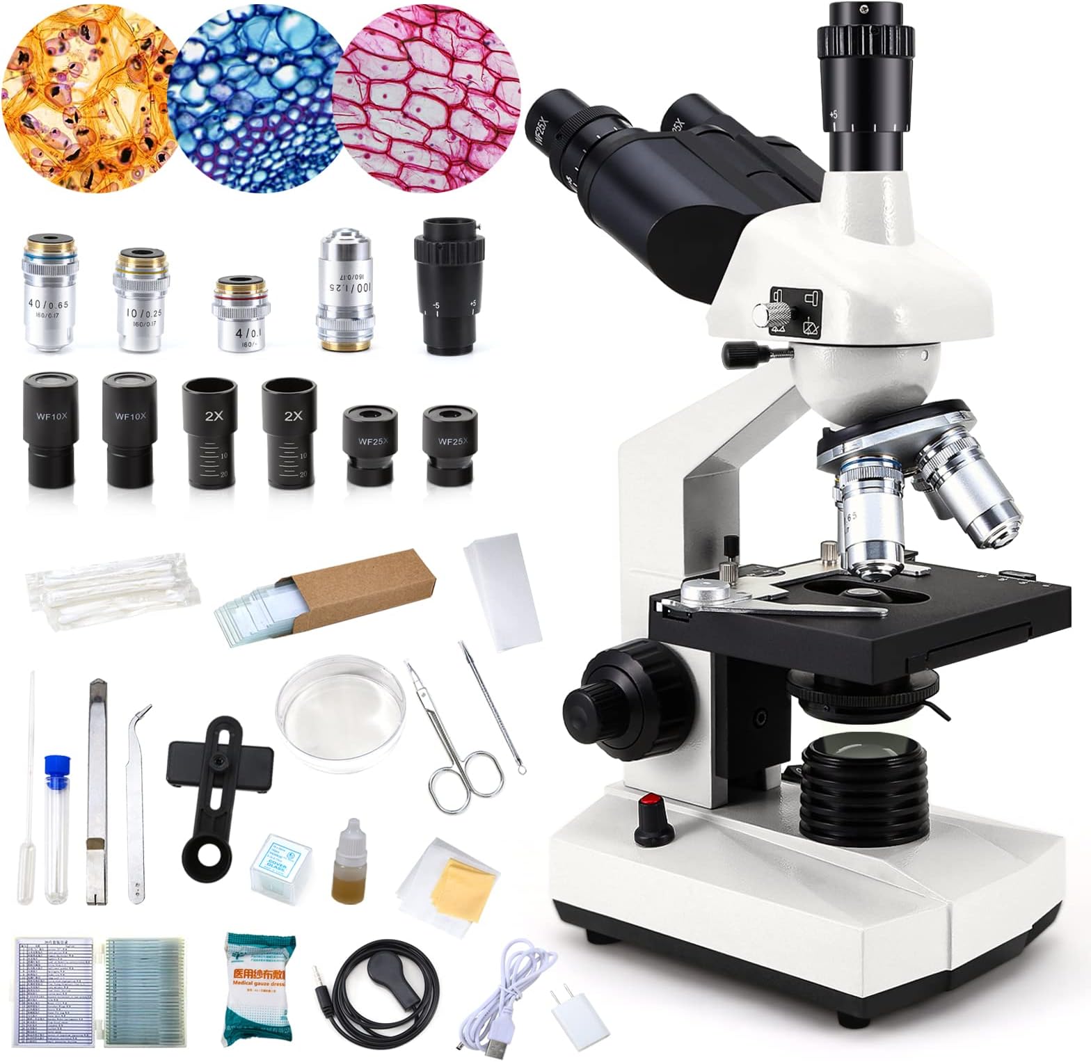 Amazon.com: Herwicm 40X-2500X Microscope Laboratory Microscope for ...